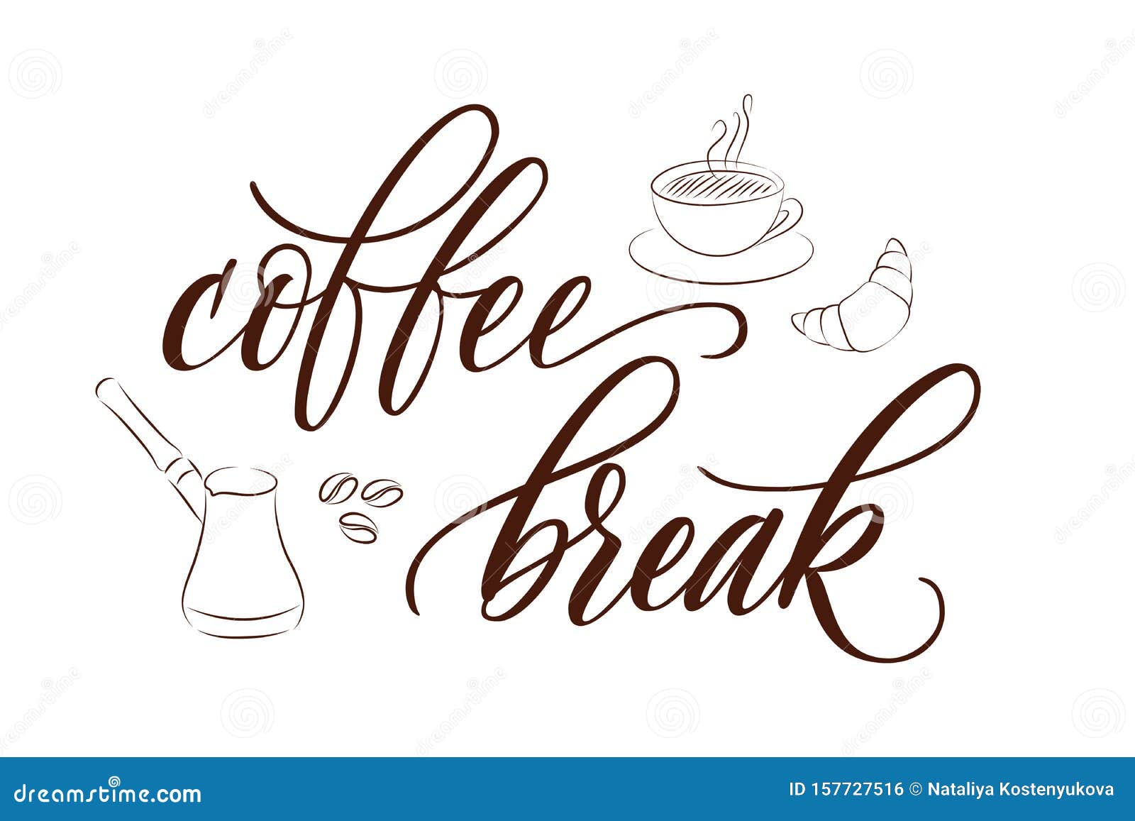 Quote Coffee break stock vector. Illustration of calligraphy - 157727516