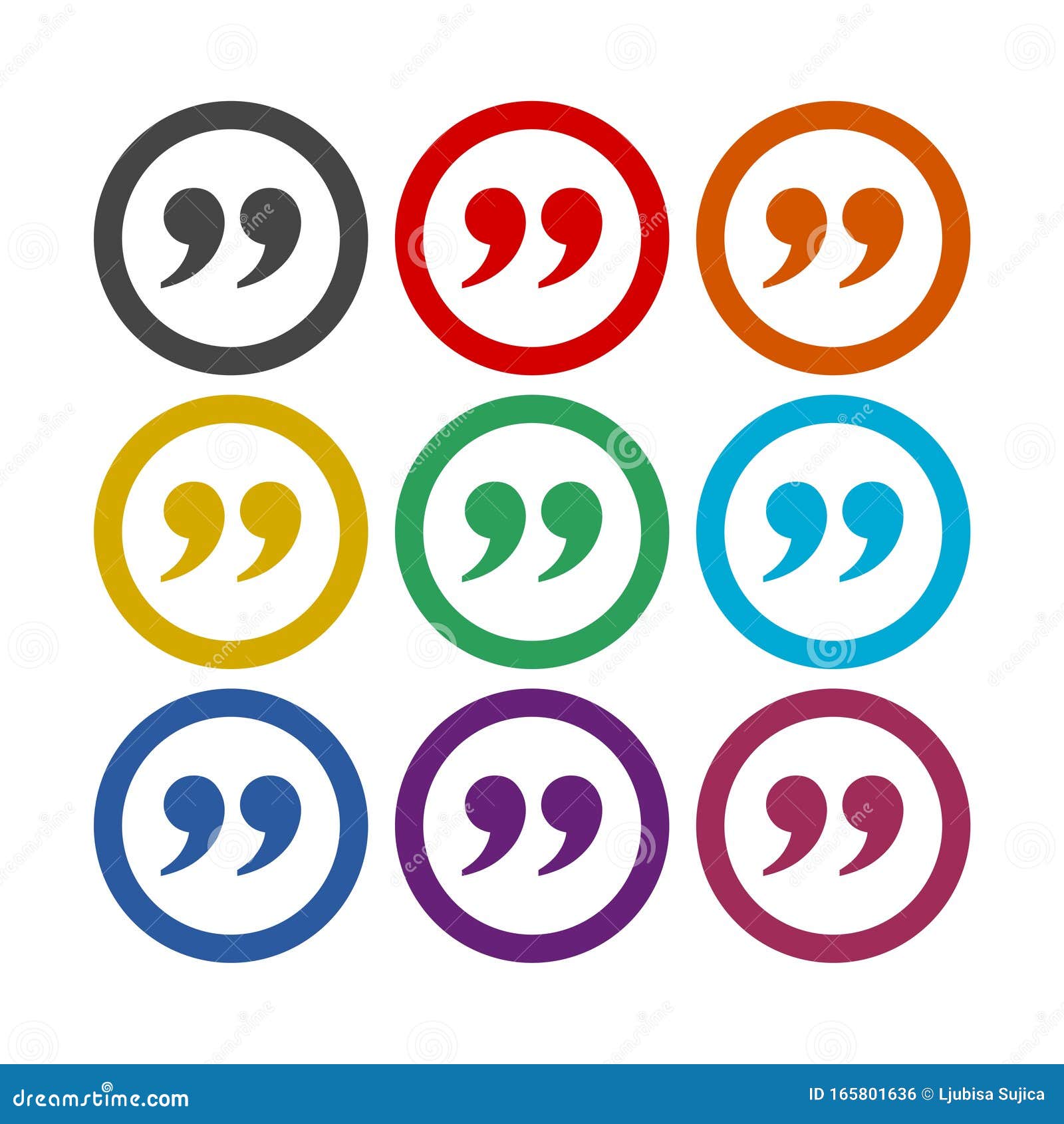 Quote Color Icon Set on White Background Stock Illustration ...