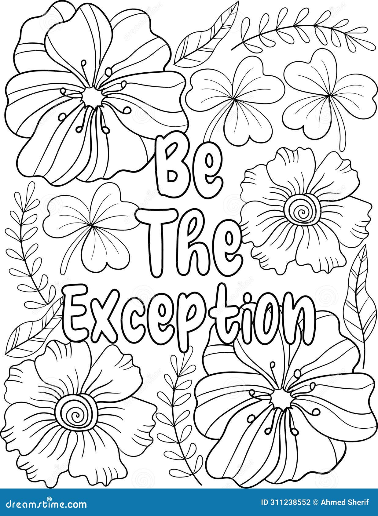 Motivational Floral Coloring Page for Motivation, Inspiration, Success ...