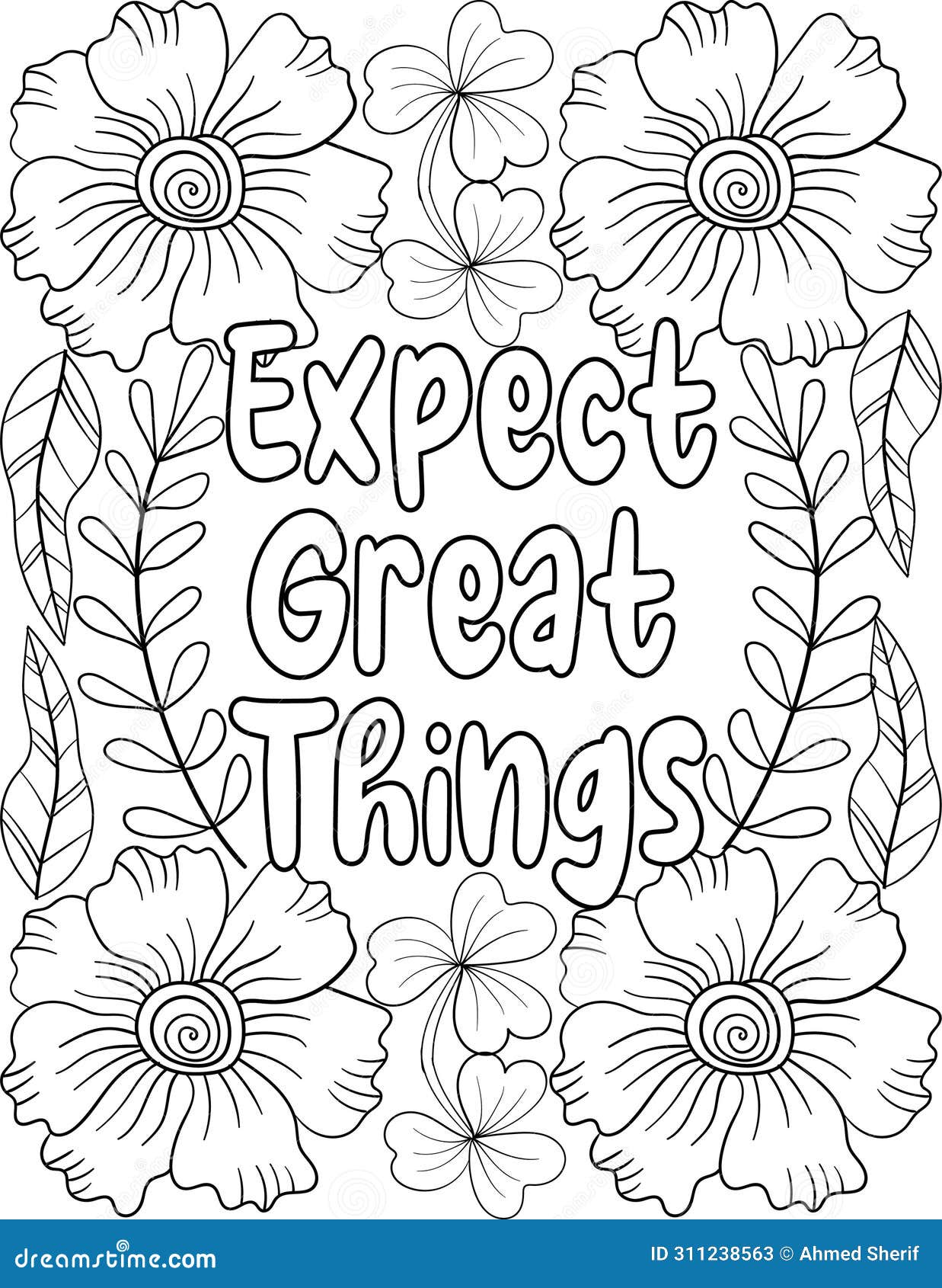 Motivational Floral Coloring Page for Motivation, Inspiration, Success ...