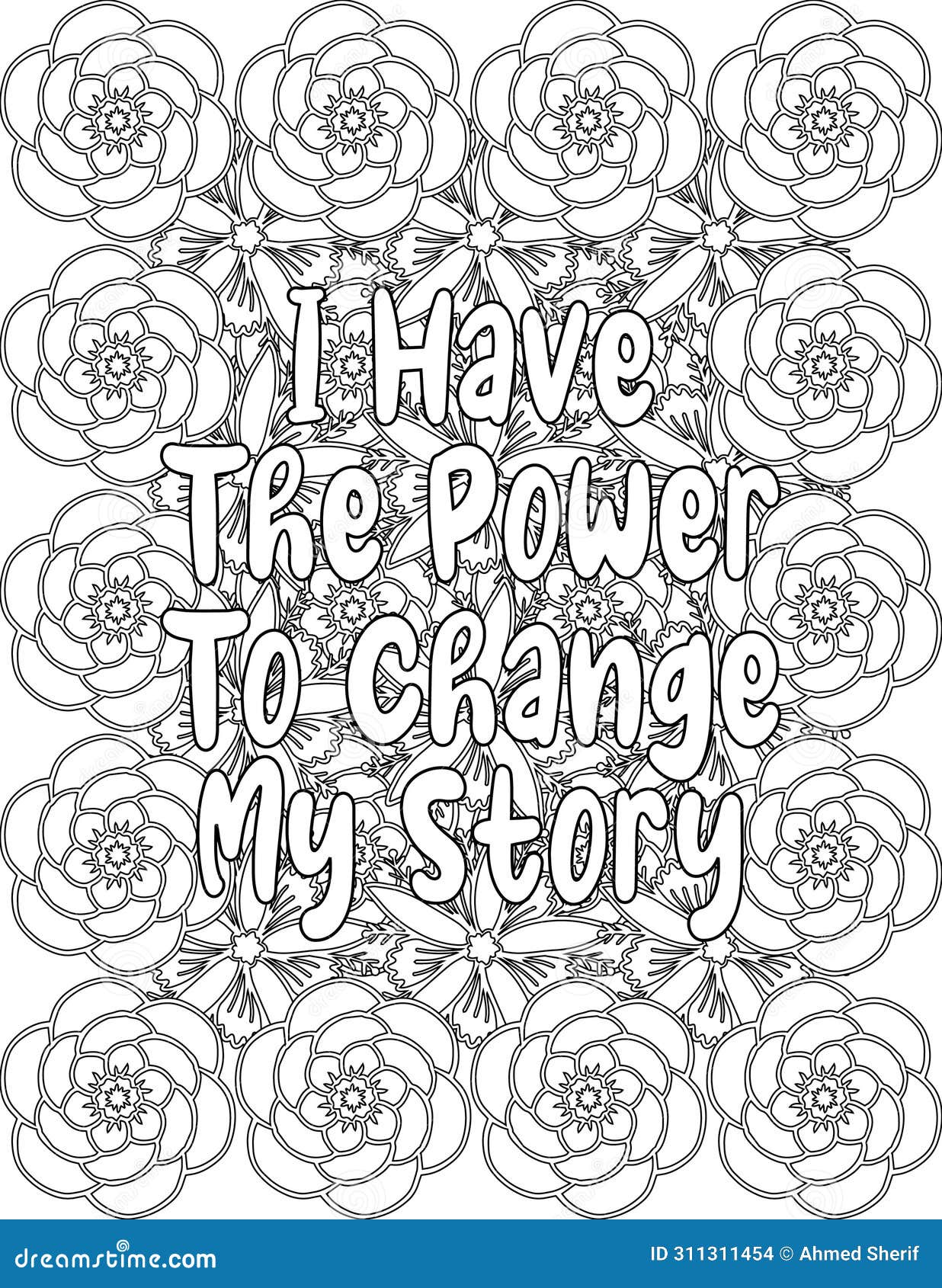 Motivational Coloring Page. Floral Coloring Page for Adults and Kids ...