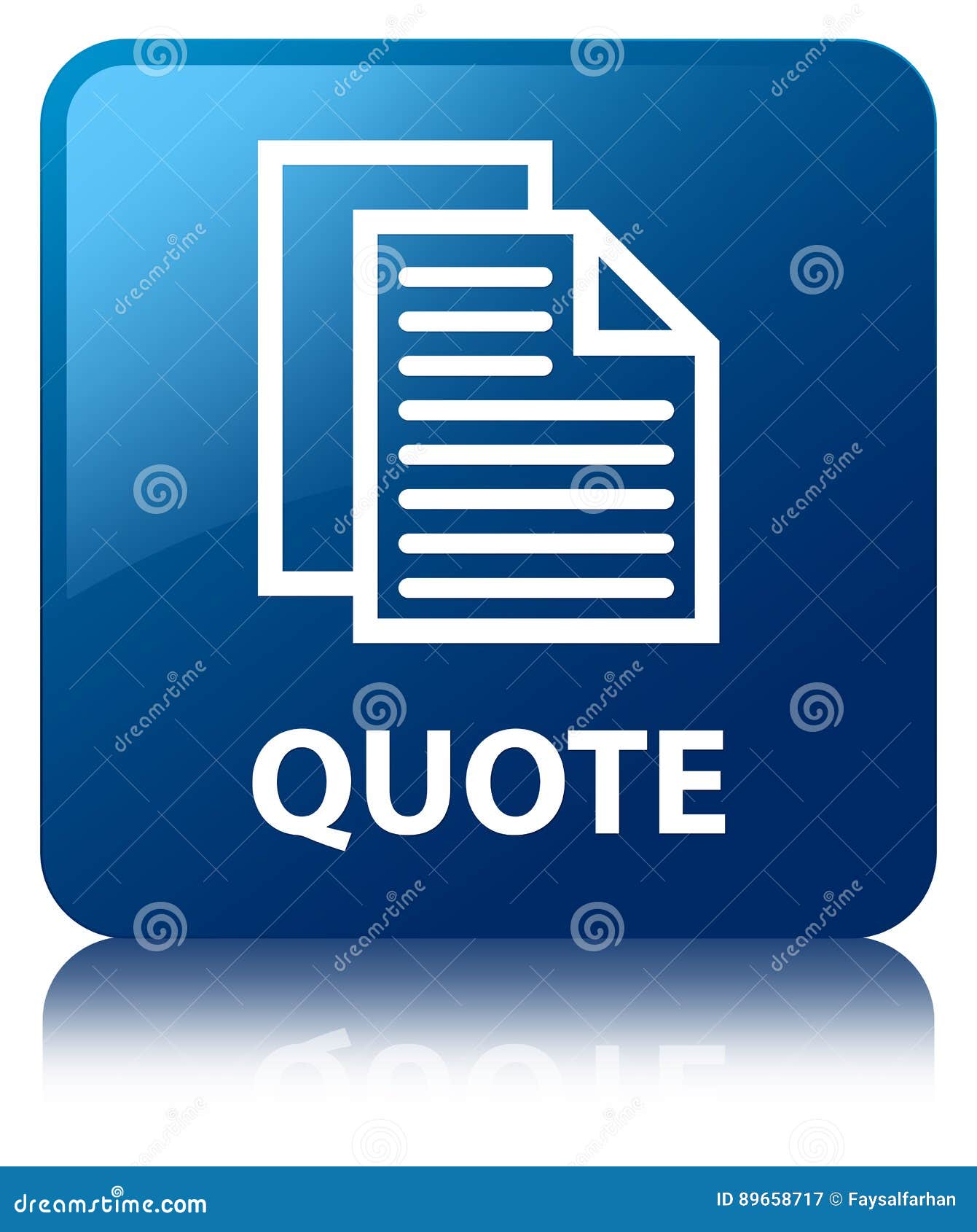 Quote (document Pages Icon) Blue Square Button Stock Illustration ...