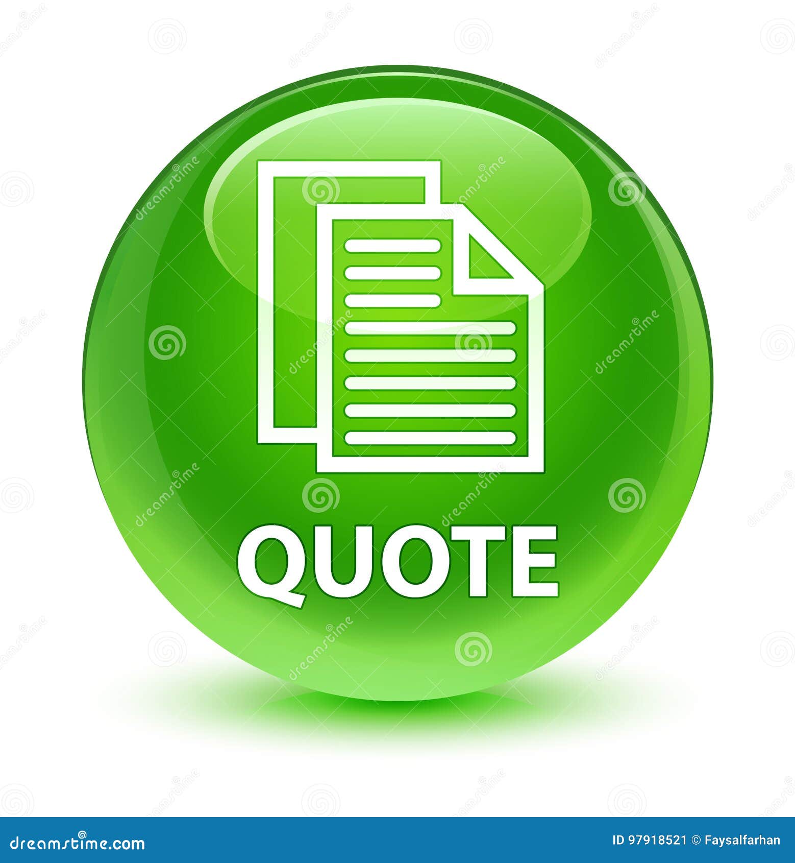 Quote (document Pages Icon) Glassy Green Round Button Stock ...