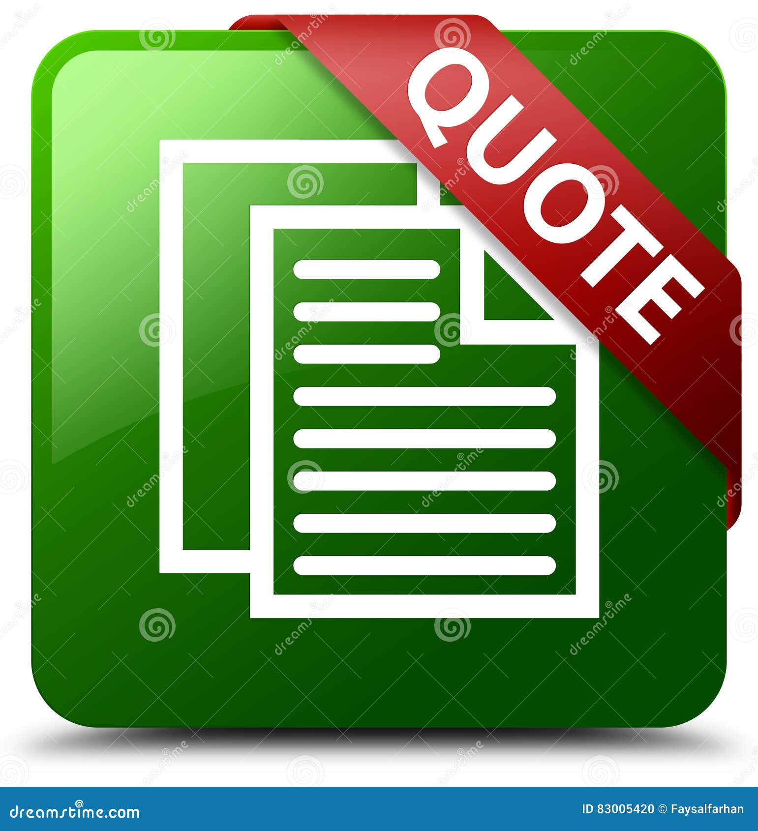 Quote Document Pages Icon Green Square Button Stock Illustration ...
