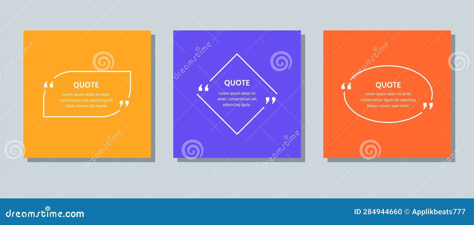 Quote Box Frame. Template Text Quotations. Vector Color Illustration ...