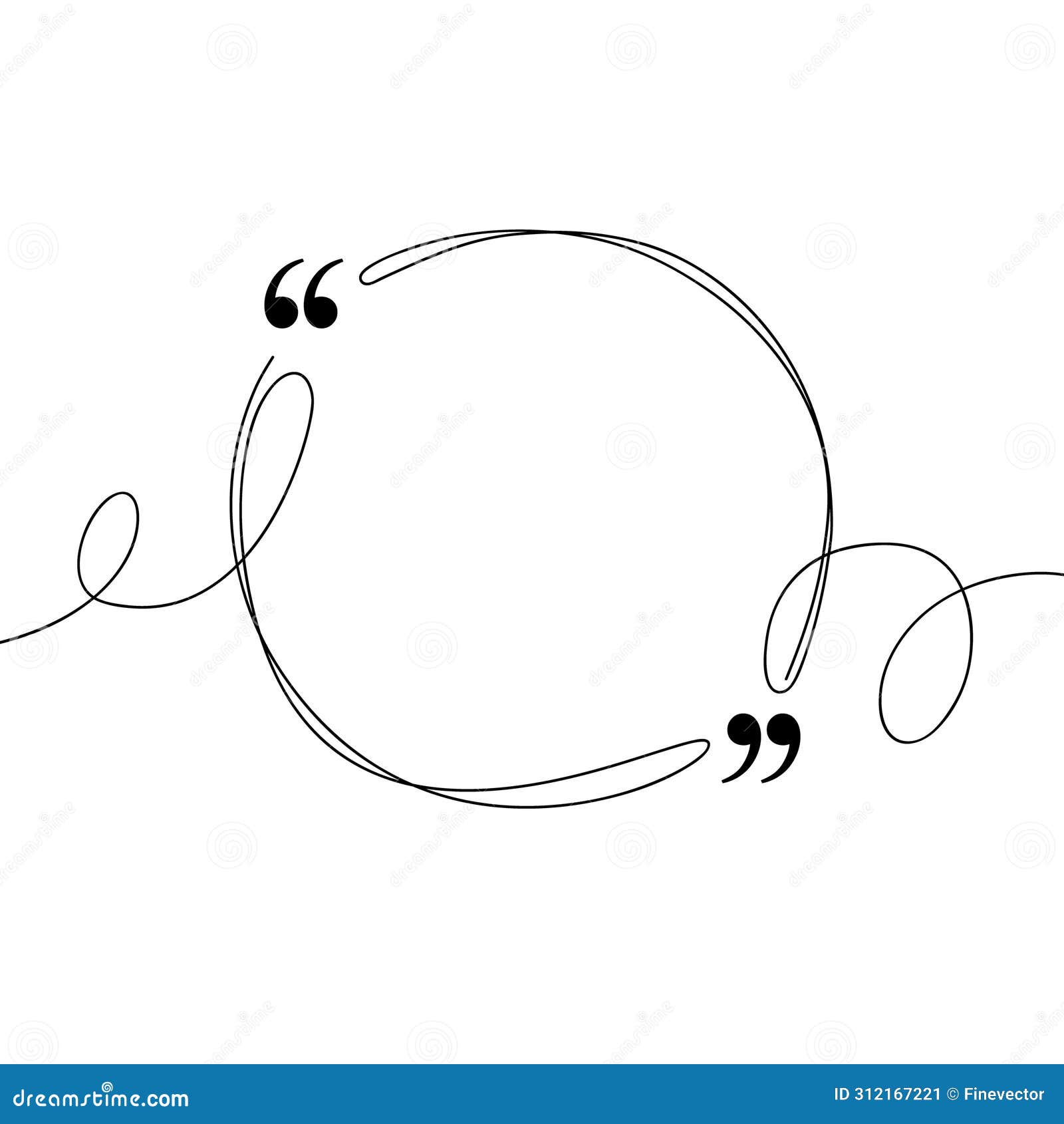 Quote Frame. Speech Bubble Line Art. Continuous Black Lines with ...