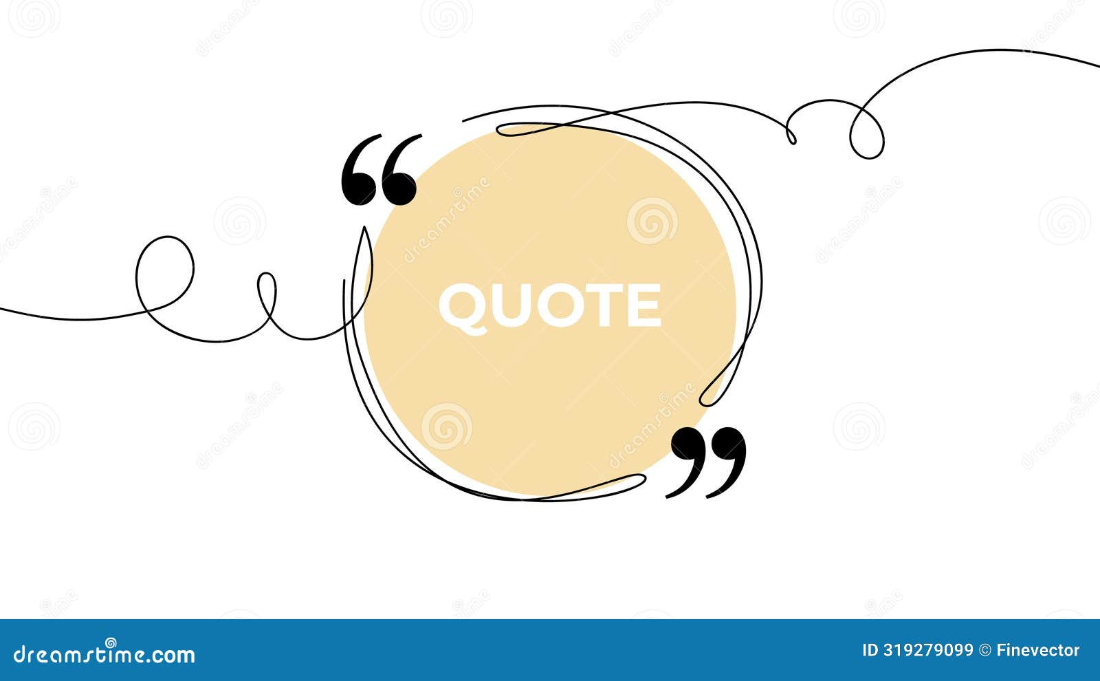 Quote Frame. Speech Bubble Line Art. Round Shape. Continuous Black ...