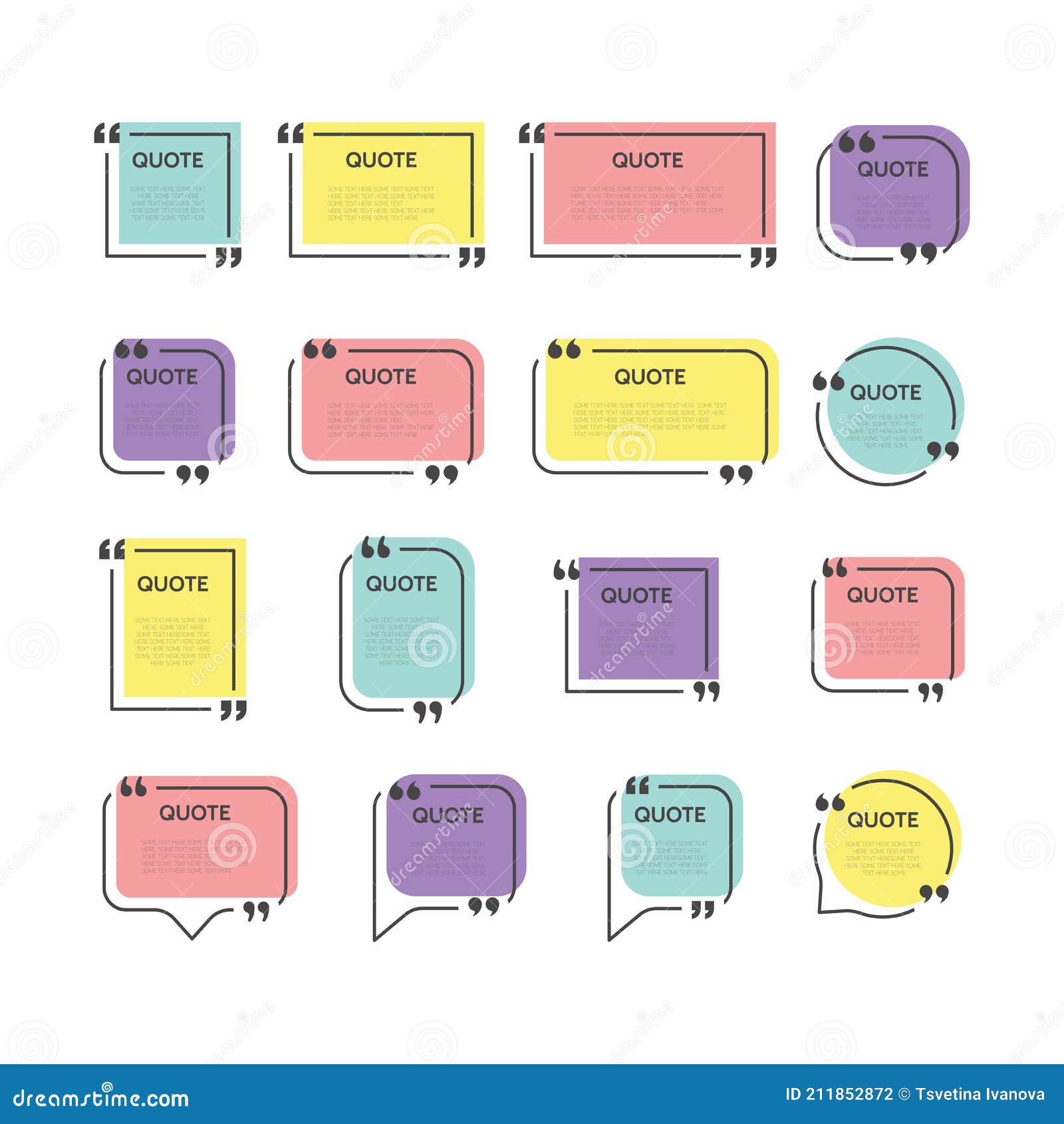 Quote Frame Template Colorful Vector Set Stock Vector - Illustration of ...