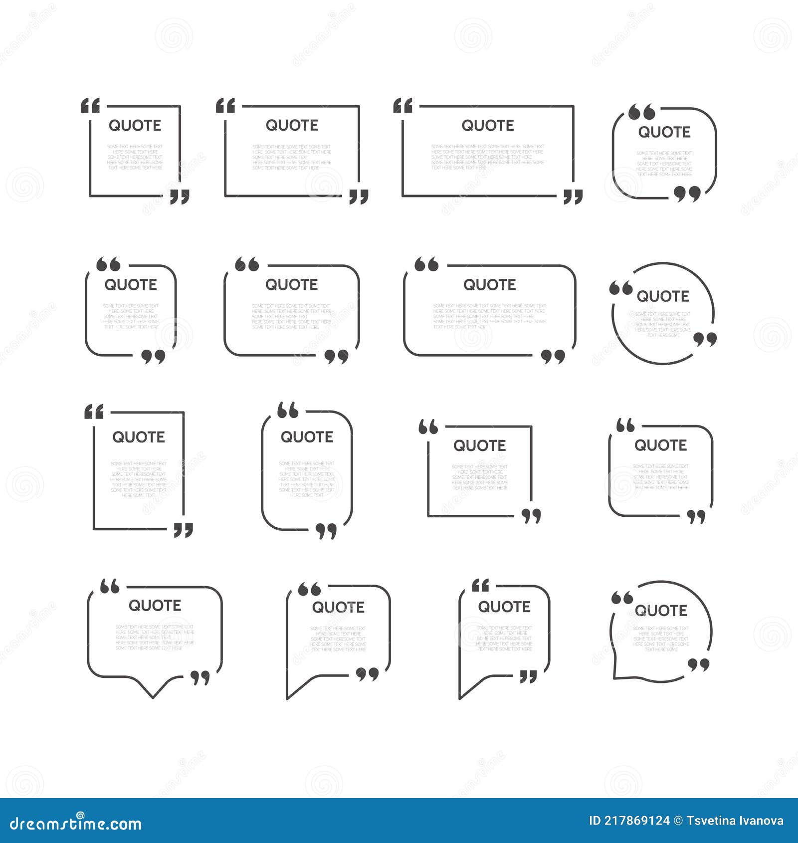 Quote Frame Template Vector Set Stock Vector - Illustration of blank ...