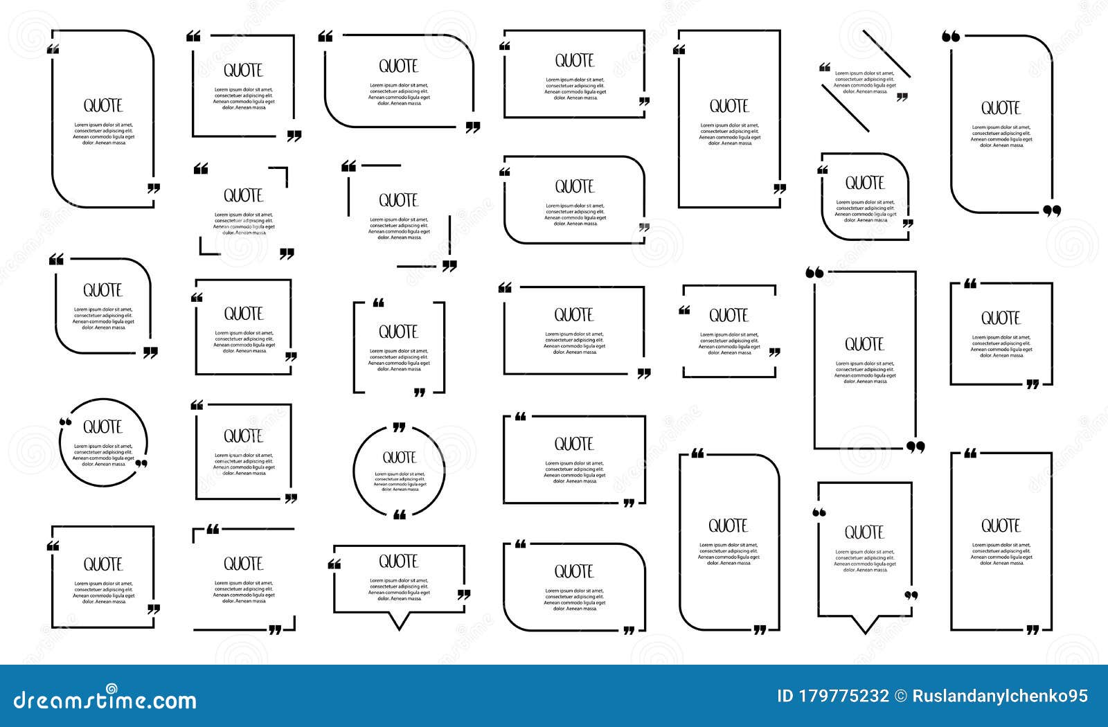 Quote Frames Blank Templates Set. Motivation Quote. Text In Brackets ...
