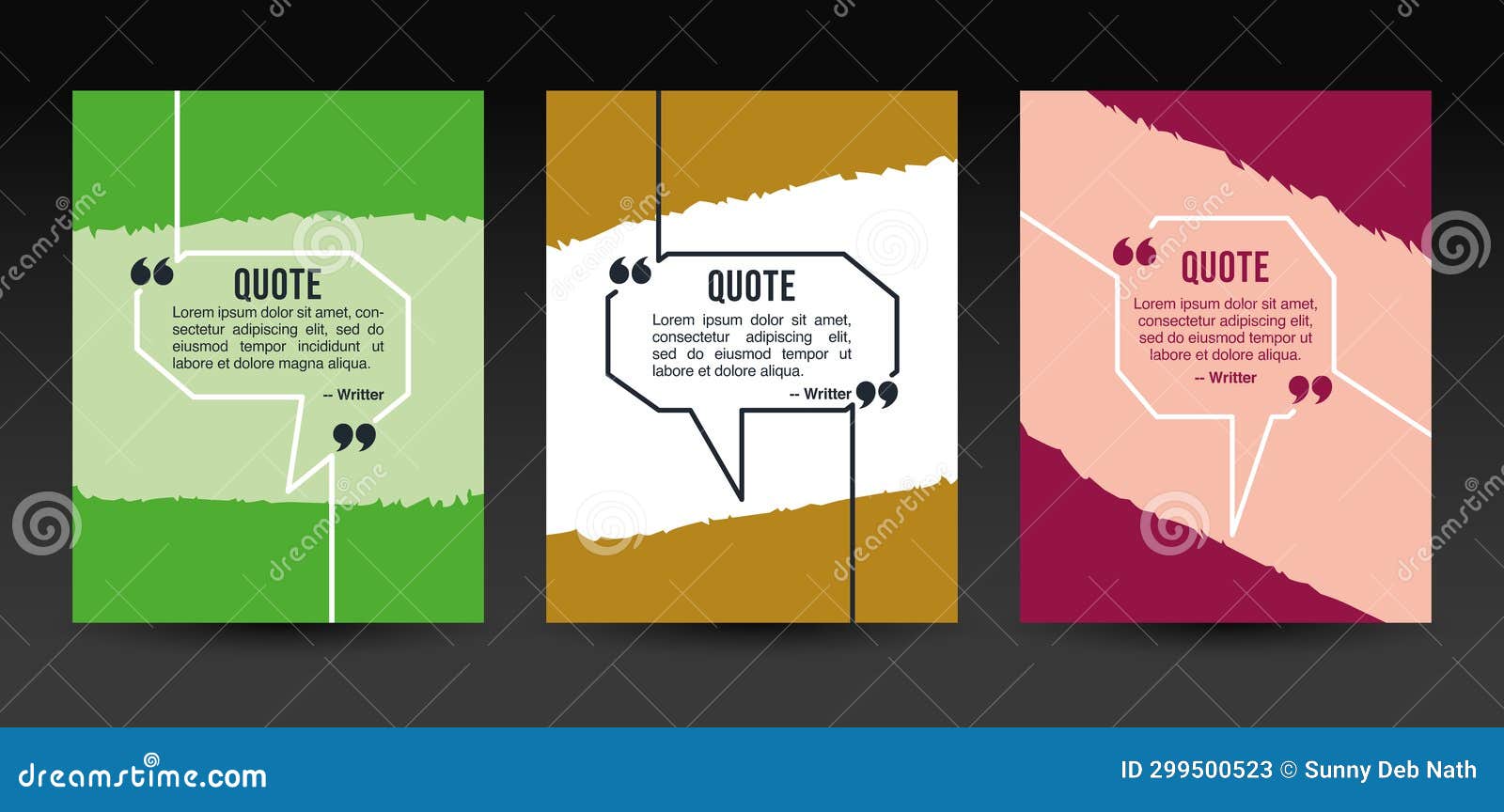 Quote Frames Blank Templates Set. Textbox Isolated on Colorful Brush ...