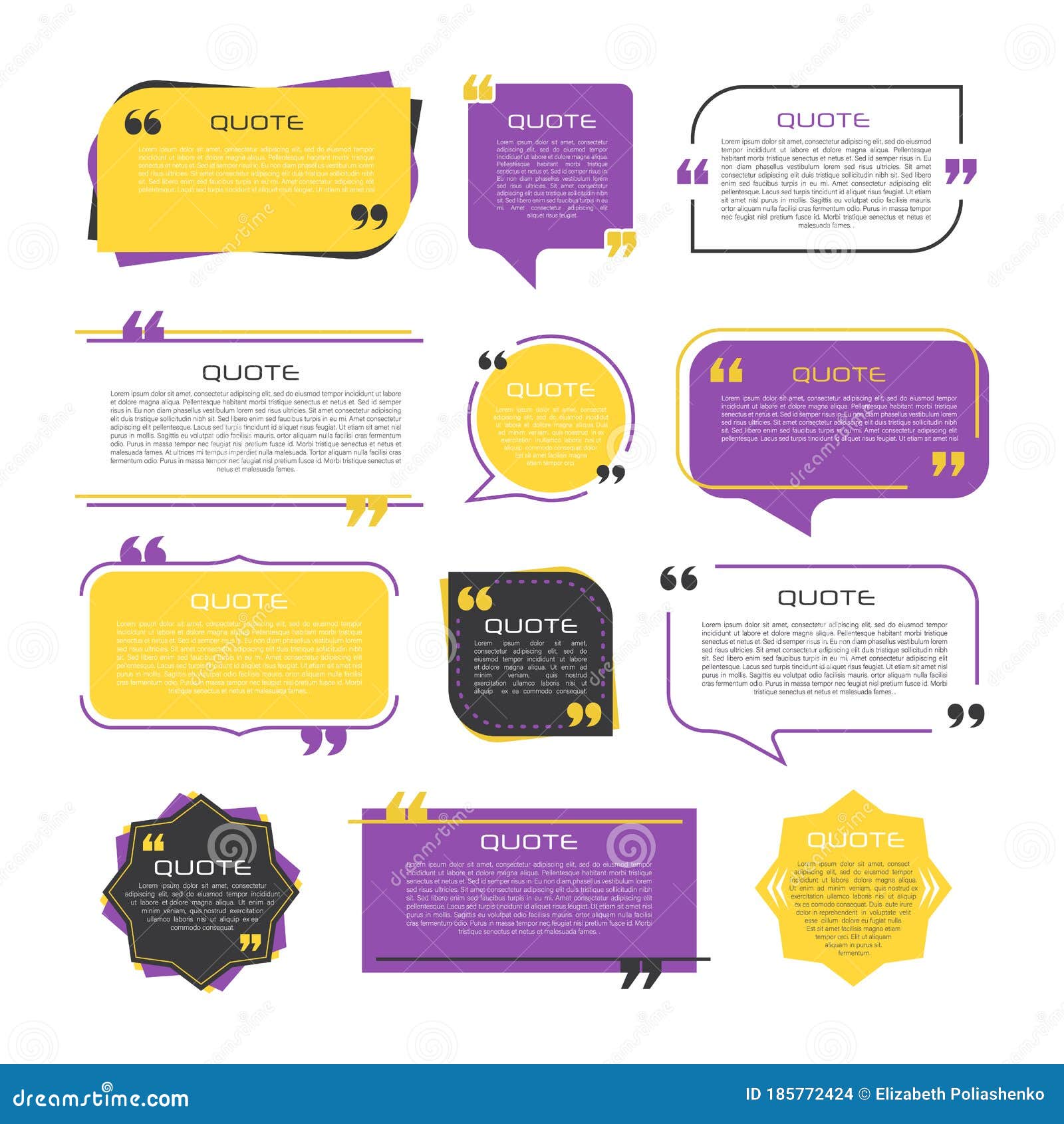 Quote frames blank stock vector. Illustration of phrase - 185772424