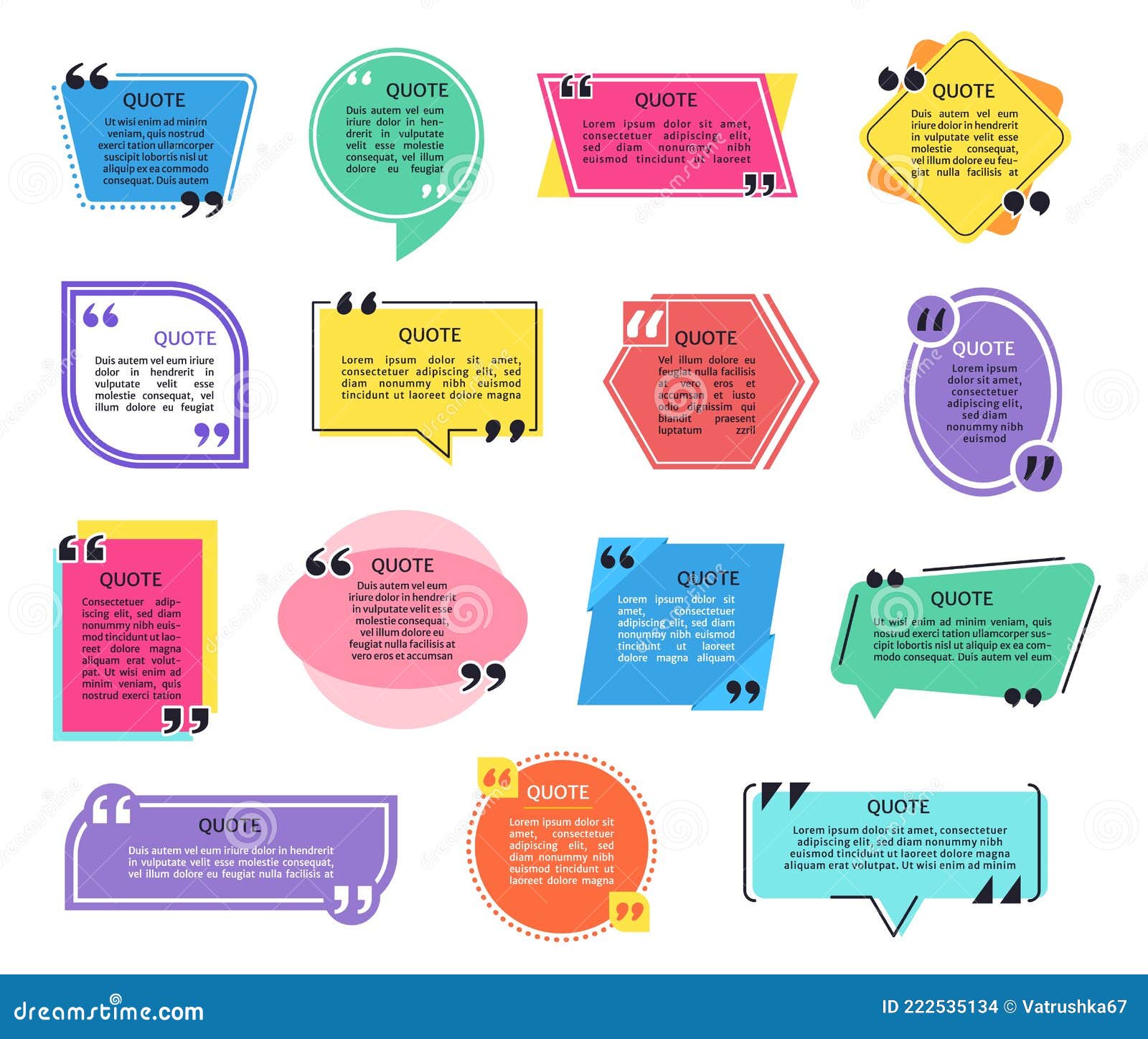 Quote Frames. Quotes Box Frame with Quotation Marks, Headline and Text ...