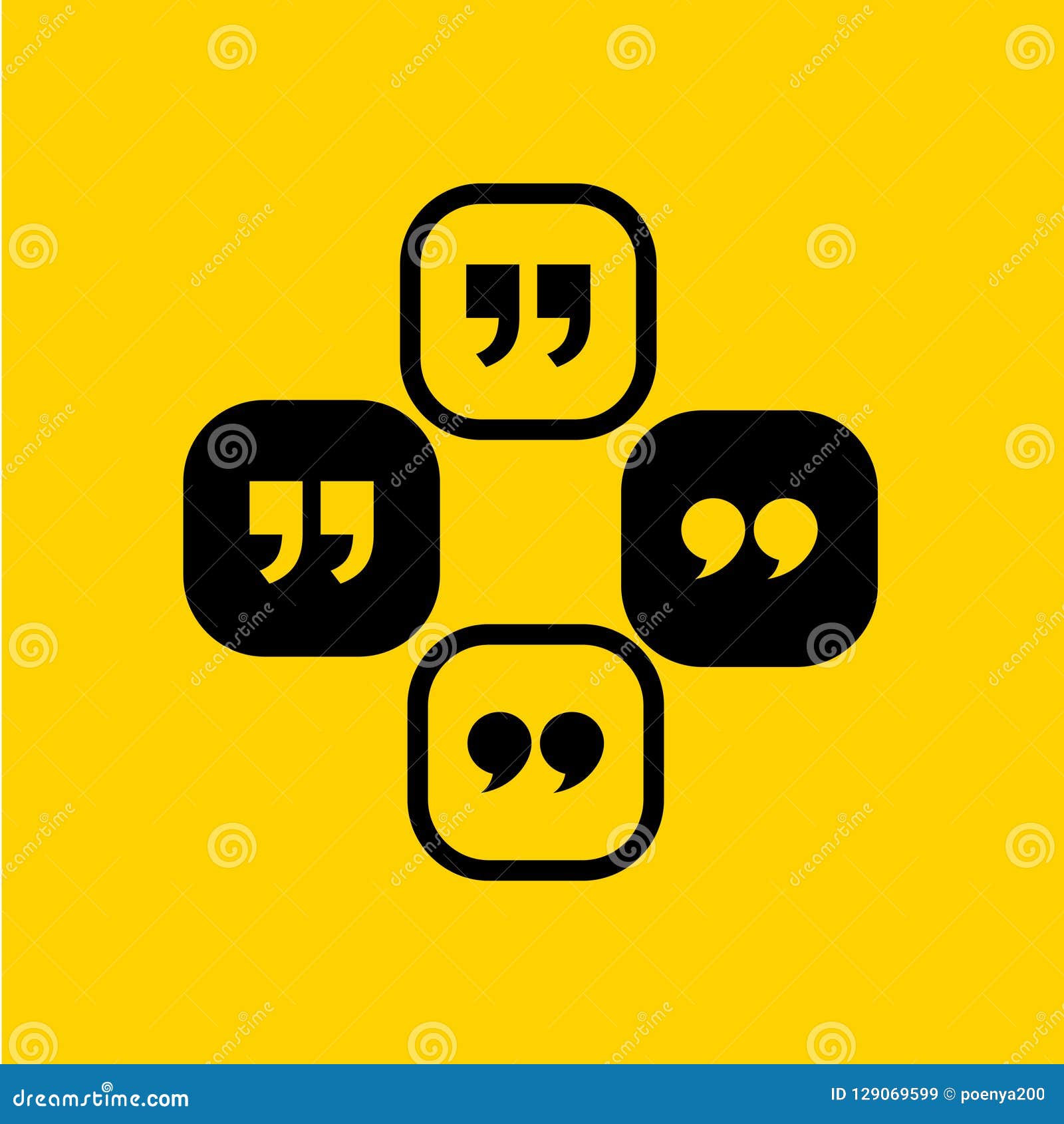 Double Comma Silhouette Signs Of Quote Icons. Set Of Quotation Mark ...