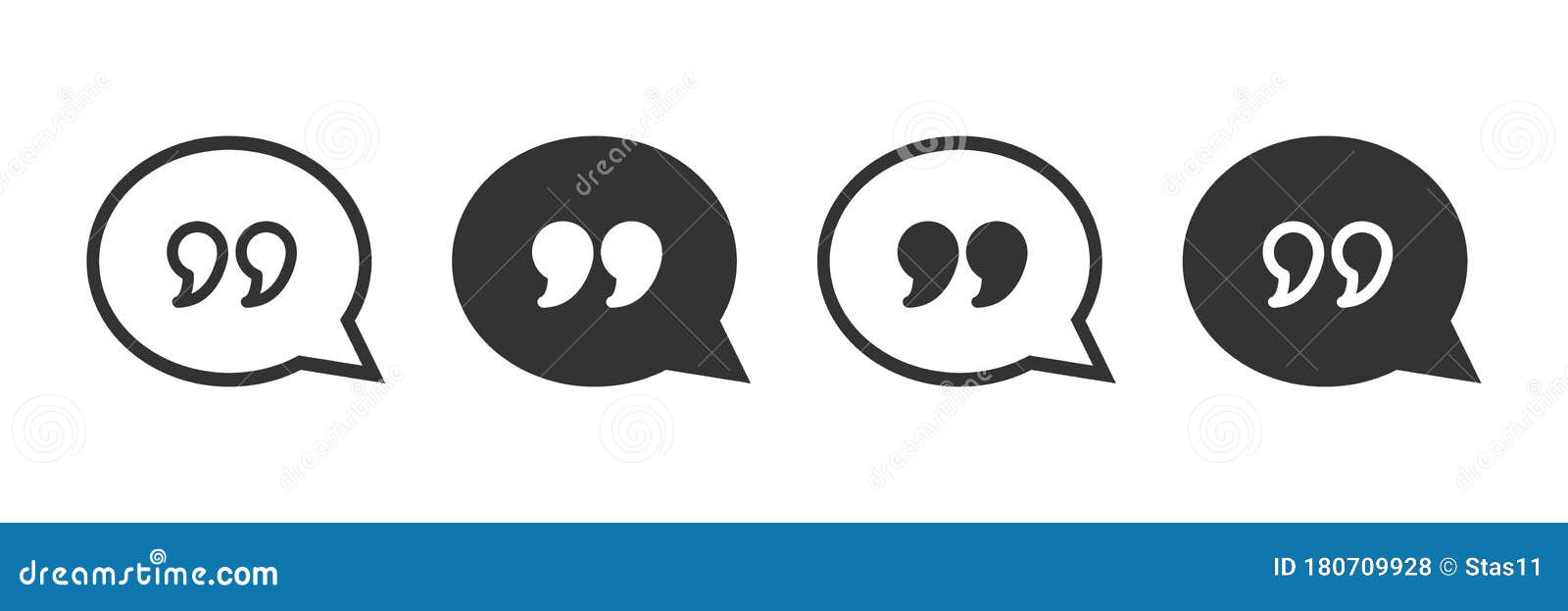Quote Icons in Four Different Versions in a Flat Design Stock Vector ...