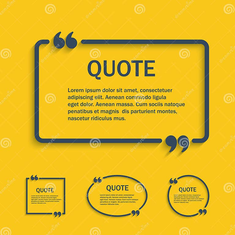 Quote Line Text Box with Commas Set Stock Vector - Illustration of memo ...