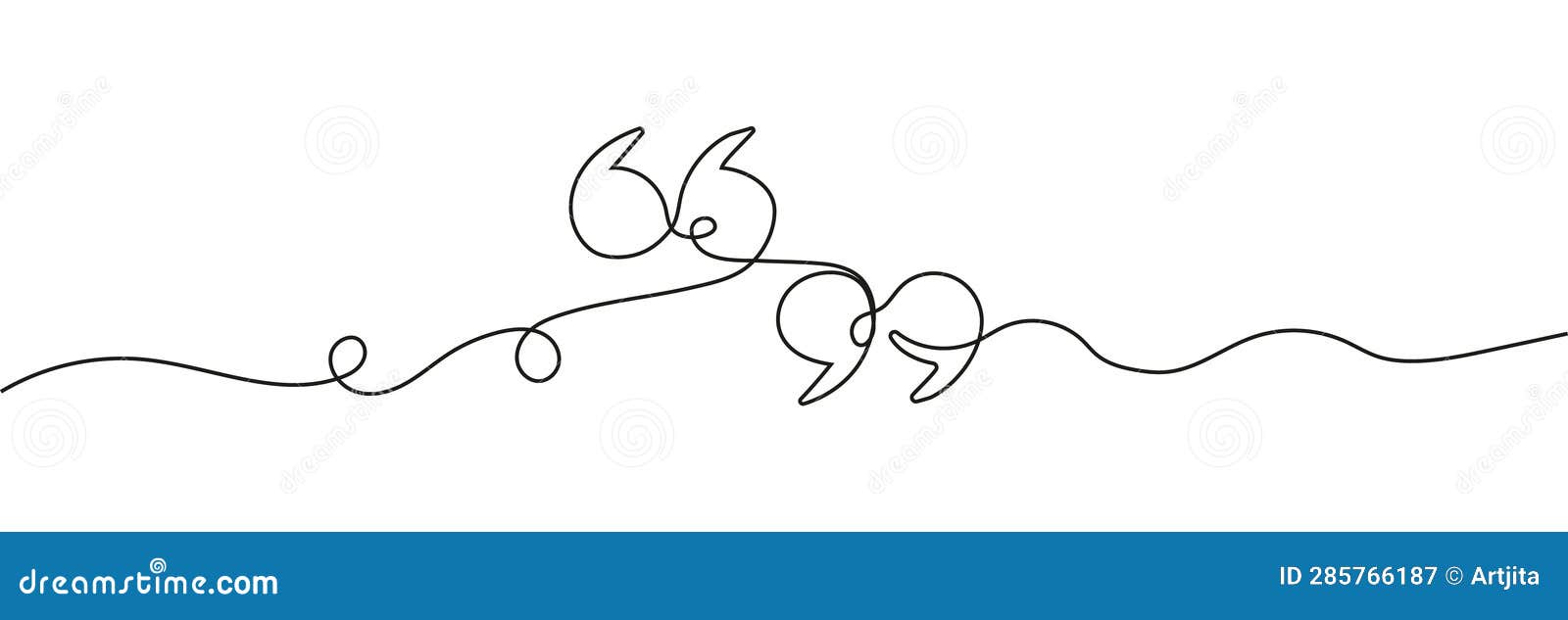 Quote Mark Single Continuous Line Style. One Continuous Line of a Quote ...