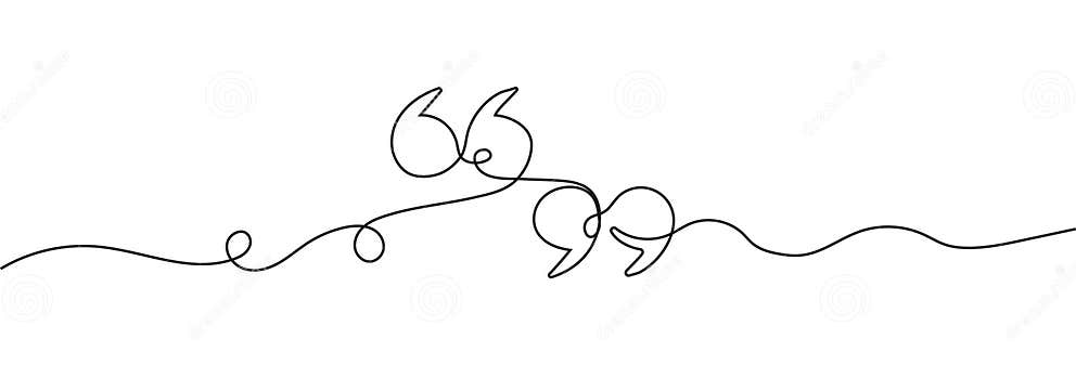 Quote Mark Single Continuous Line Style. One Continuous Line of a Quote ...