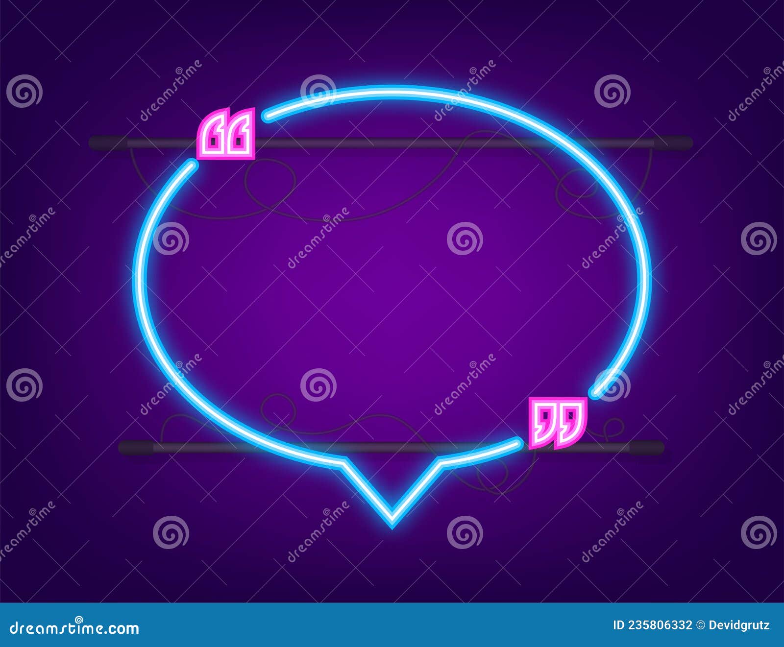 Quote Neon Sign. Vector Neon Quote Box, Shining on Blue Background ...