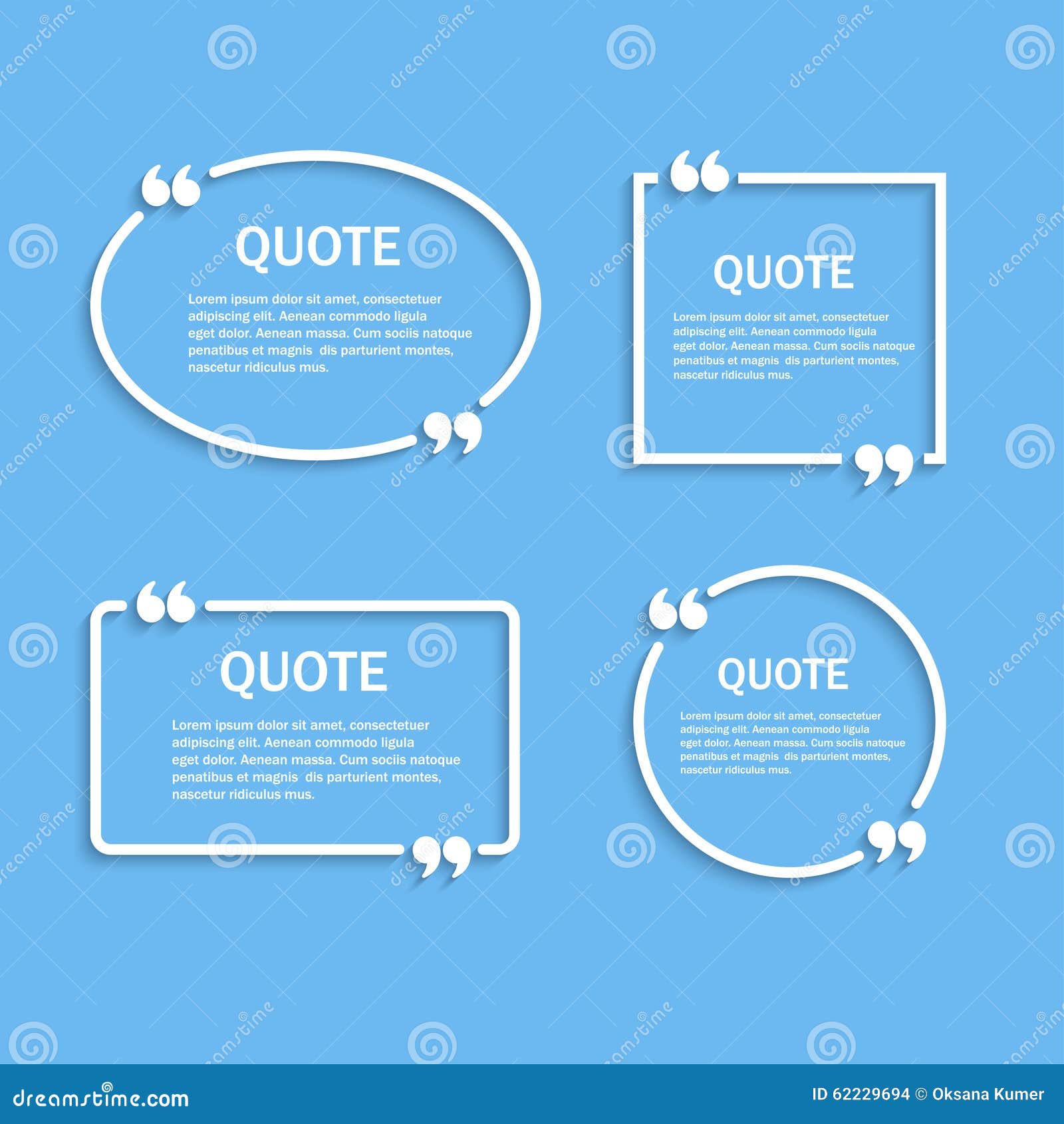 Quote Outline Frames with Commas Set Stock Vector - Illustration of ...