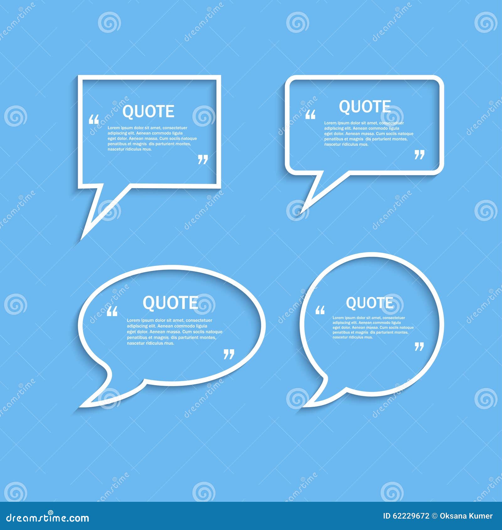 Quote Outline Speech Bubble Set Stock Vector - Illustration of blue ...