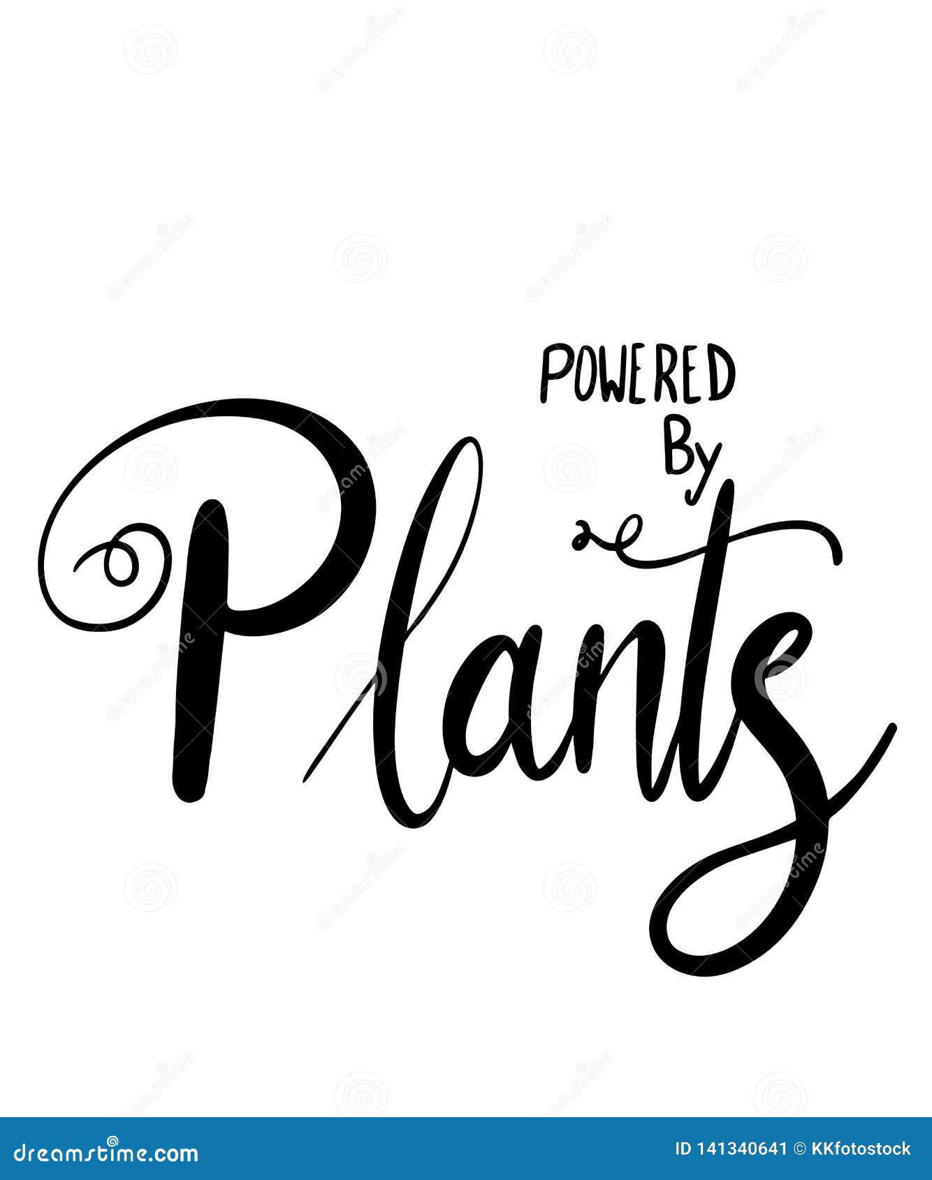 Powered by Plants Hand Lettering Stock Illustration - Illustration of ...