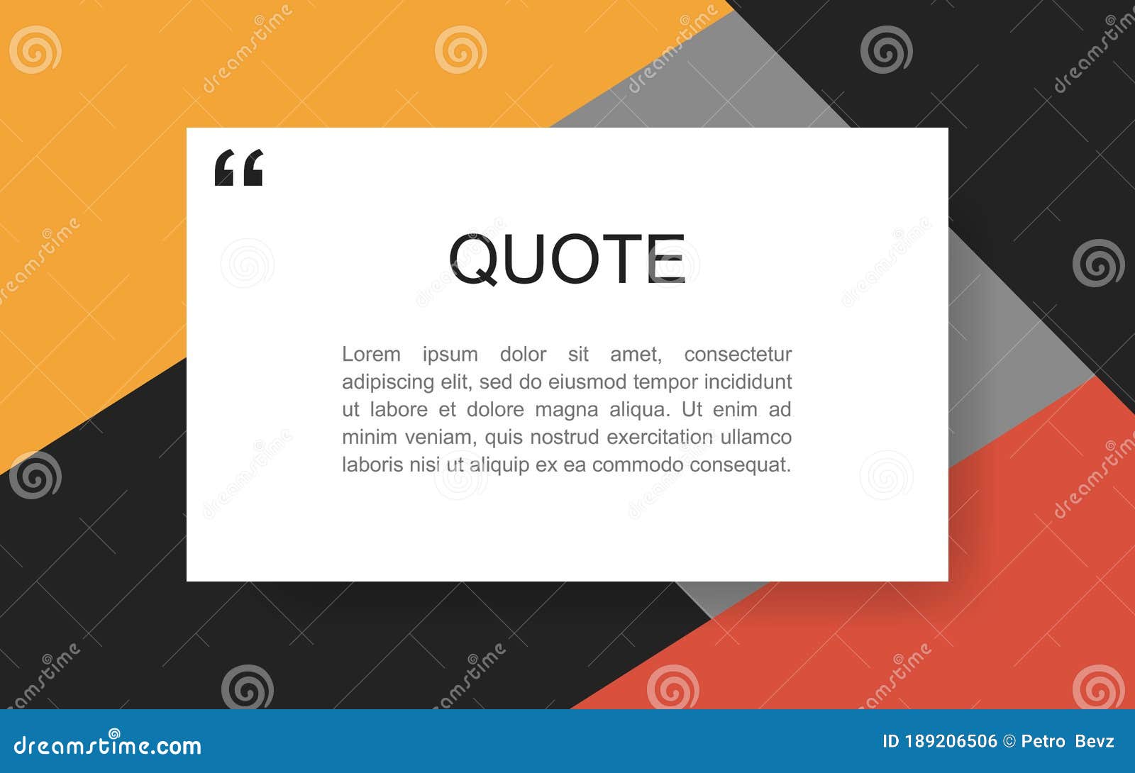 Quote Rectangle Isolated on Material Design Style Background. Modern ...