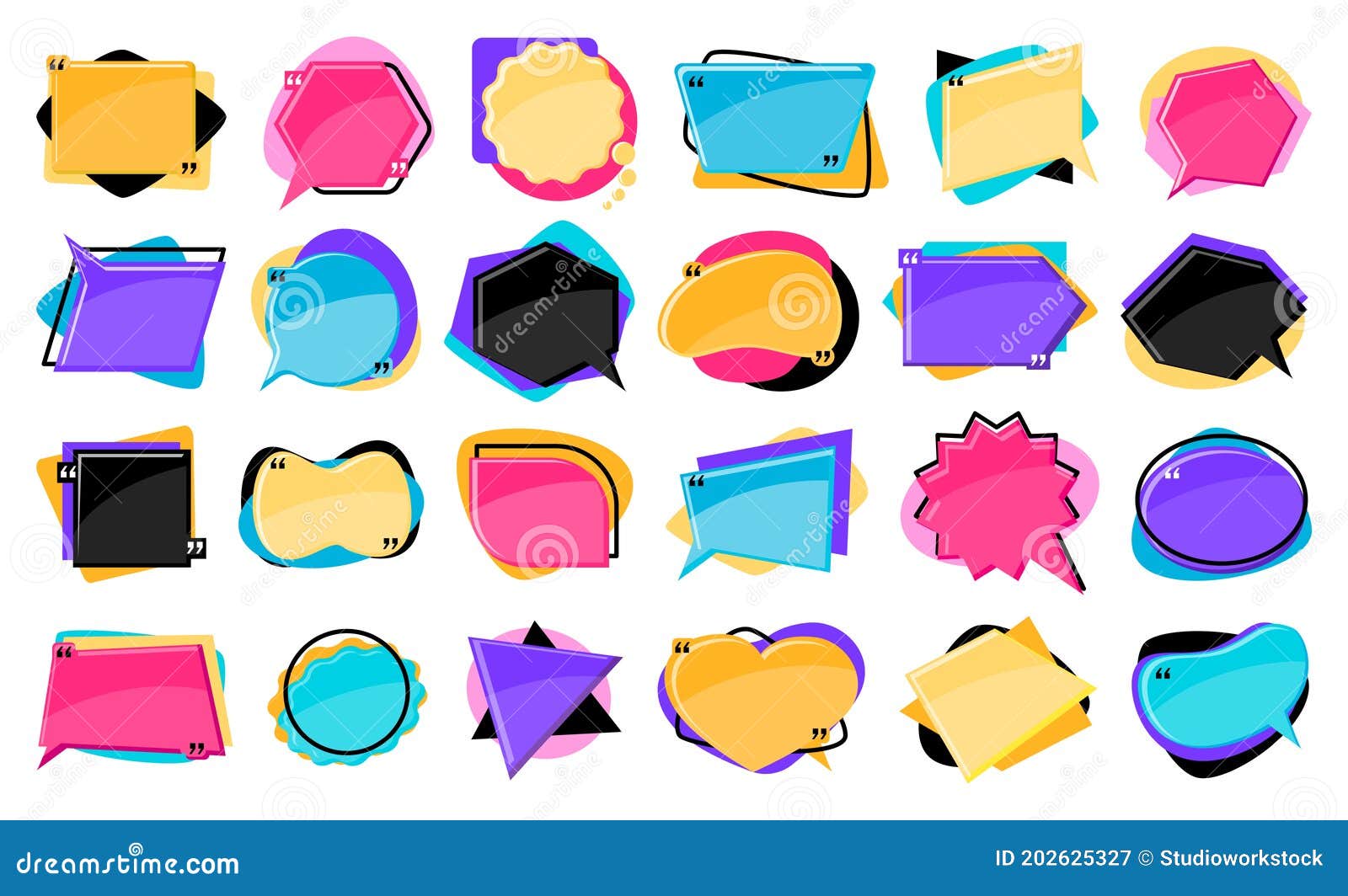 Quote Remark And Mention Quotation Frame Isolated Set Cartoon Vector ...