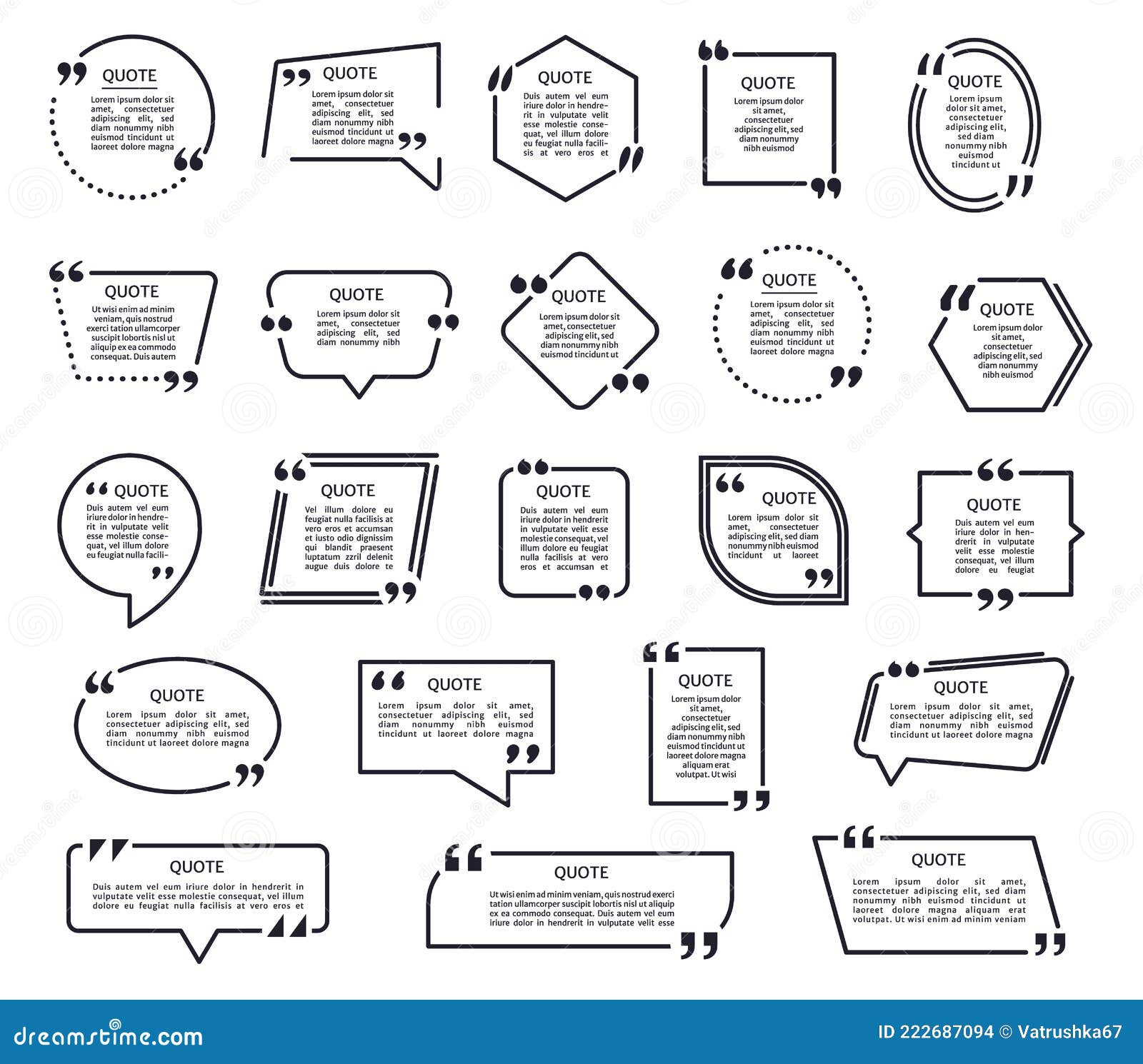 Quote Shapes. Black Texting Frames, Quotes Boxes with Quotation Marks ...