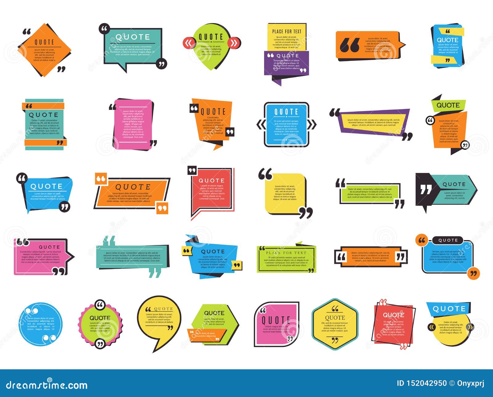 Quote Shapes. Graphic Forms for Text Notes and Remarks Vector ...