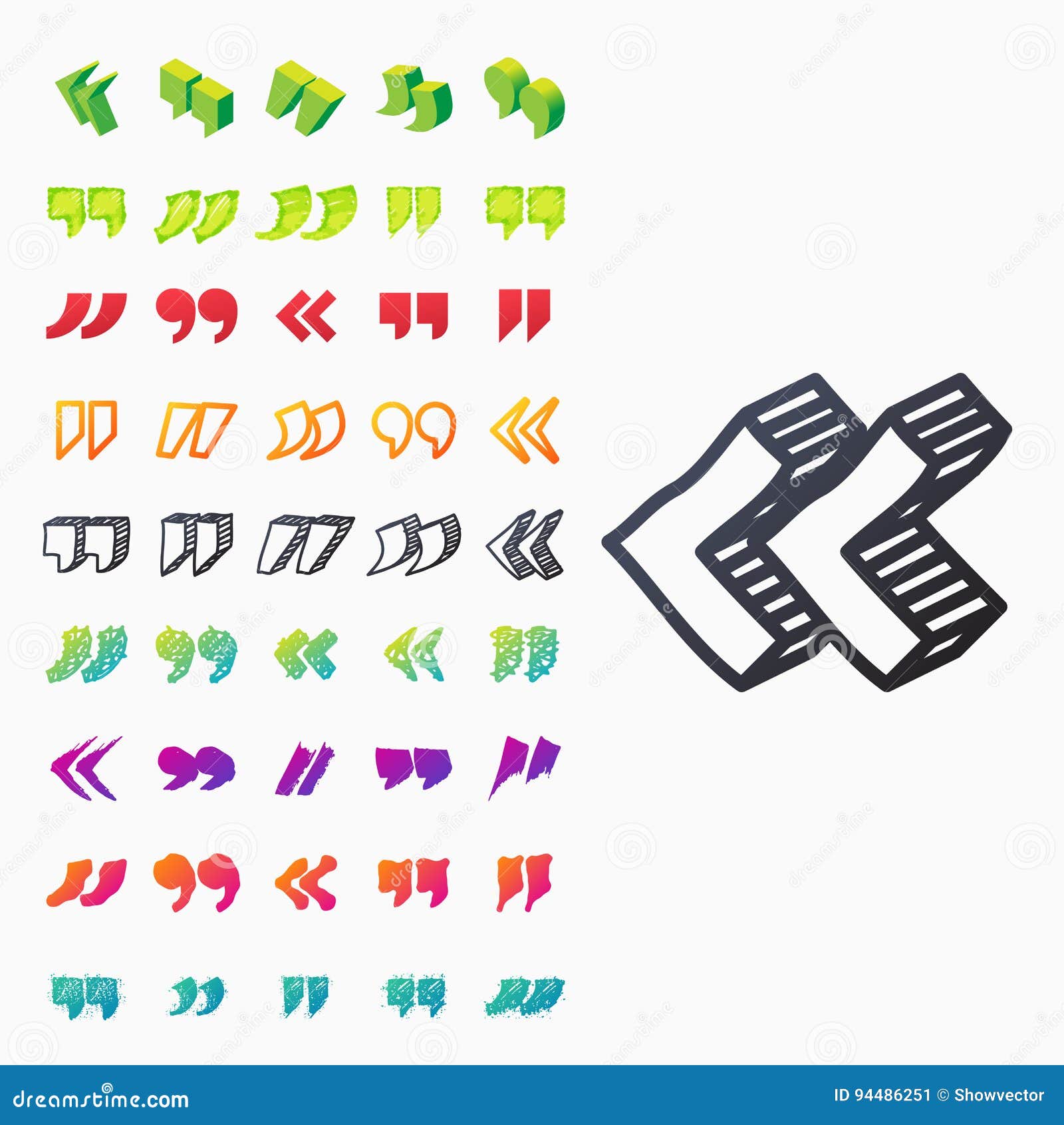 Symbol Quotation Mark Bold Font In Doodle Hand Drawn Style Isolated On ...