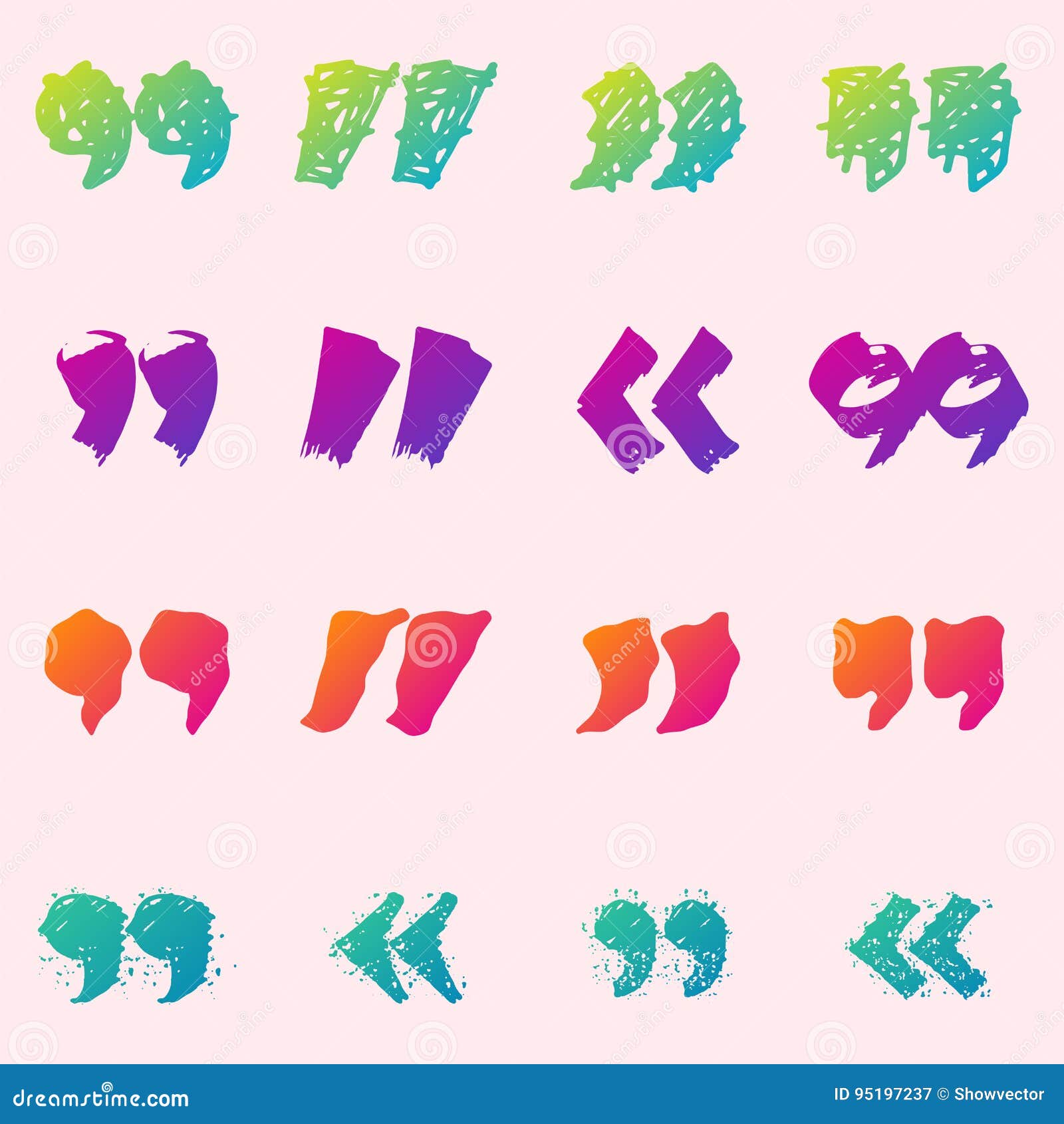 Symbol Quotation Mark Bold Font In Doodle Hand Drawn Style Isolated On ...