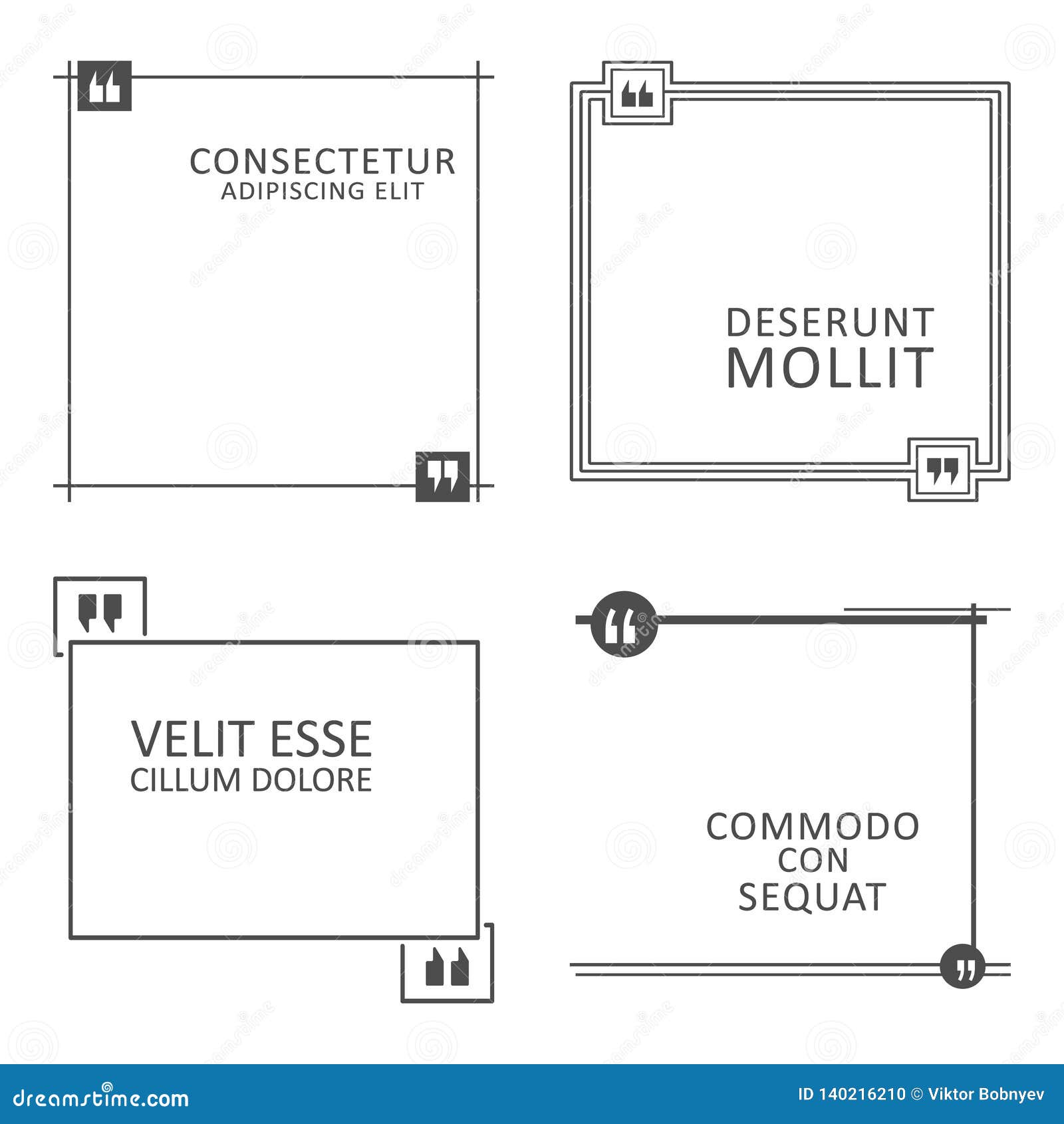 Quote Speech Box Template. Quotes Text Form and Textbox Set Stock ...