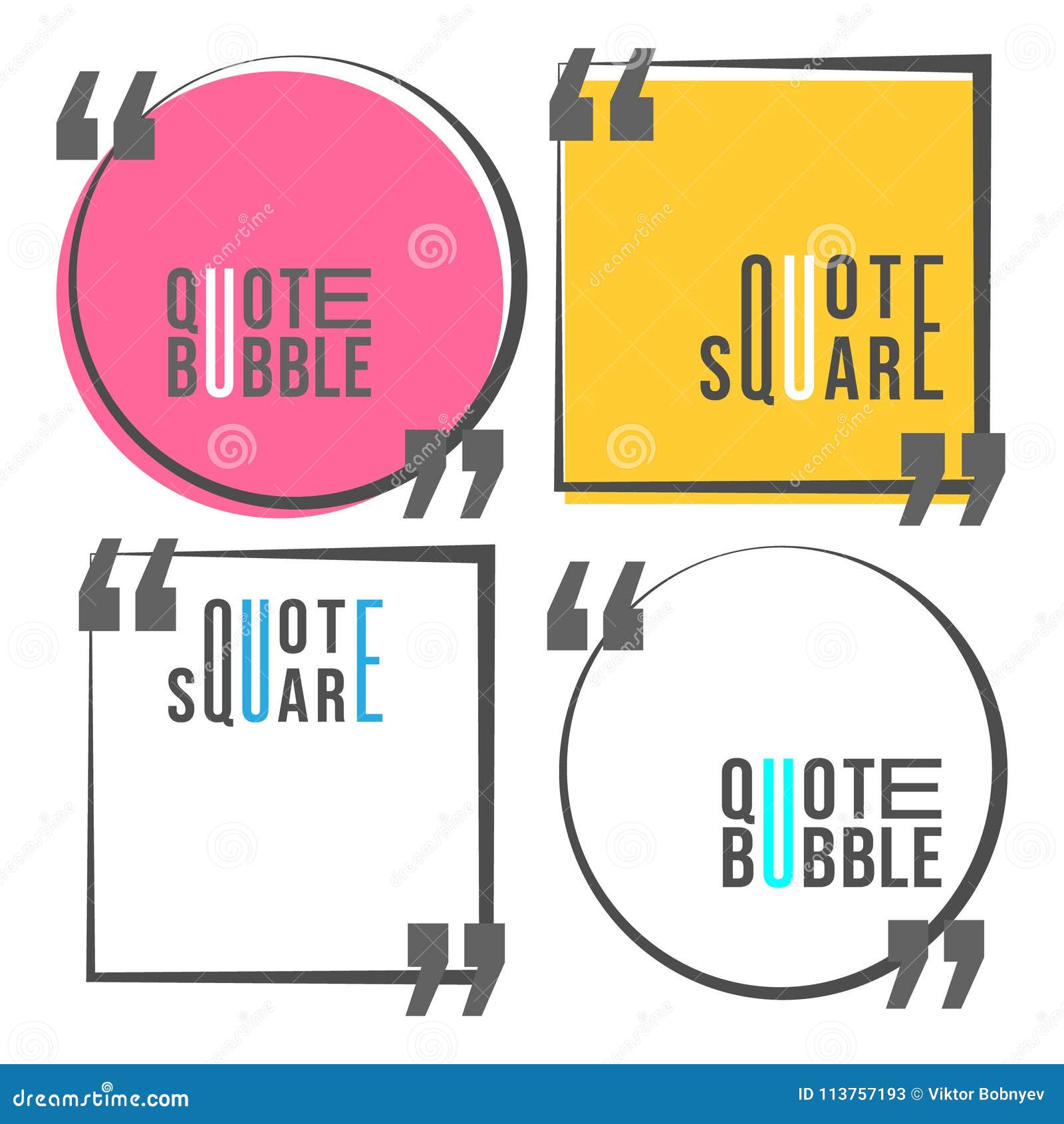 Quote Square and Speech Bubble Template Set Stock Vector - Illustration ...