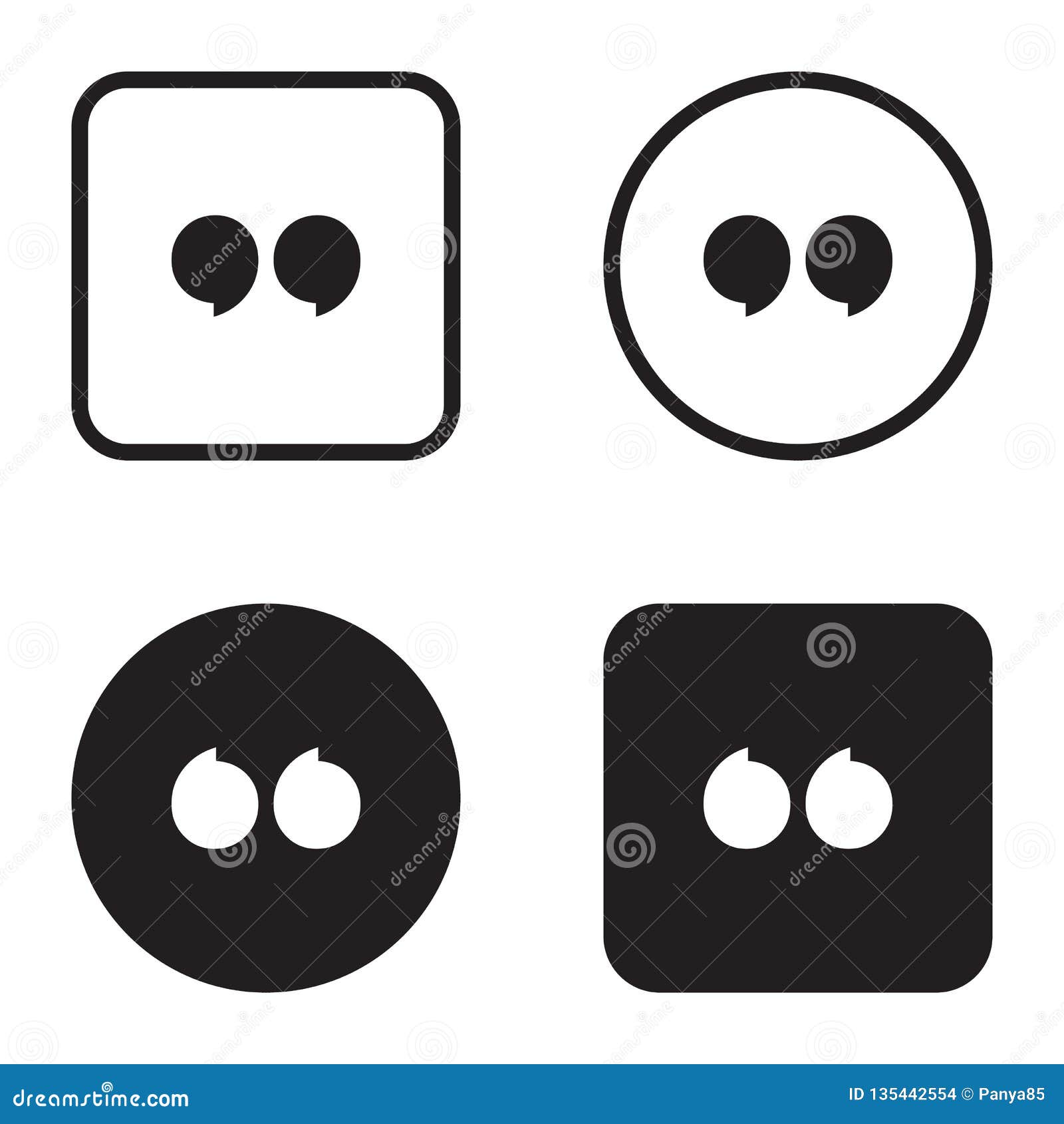 Double Comma Silhouette Signs Of Quote Icons. Set Of Quotation Mark ...