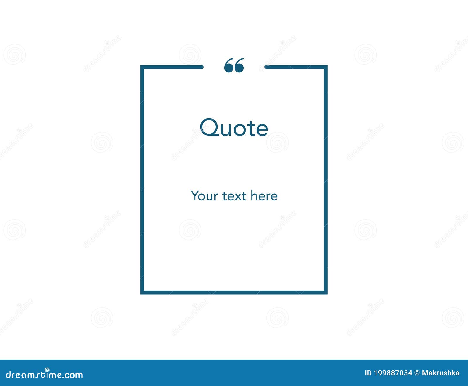 Quote Template with Comma and Frame. Dark Blue Square Mockup with ...
