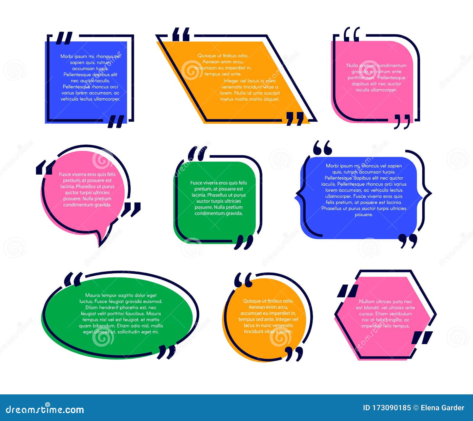 Quote Text Box. Quotation Abstract Form. Round Oval Rectangle Square ...