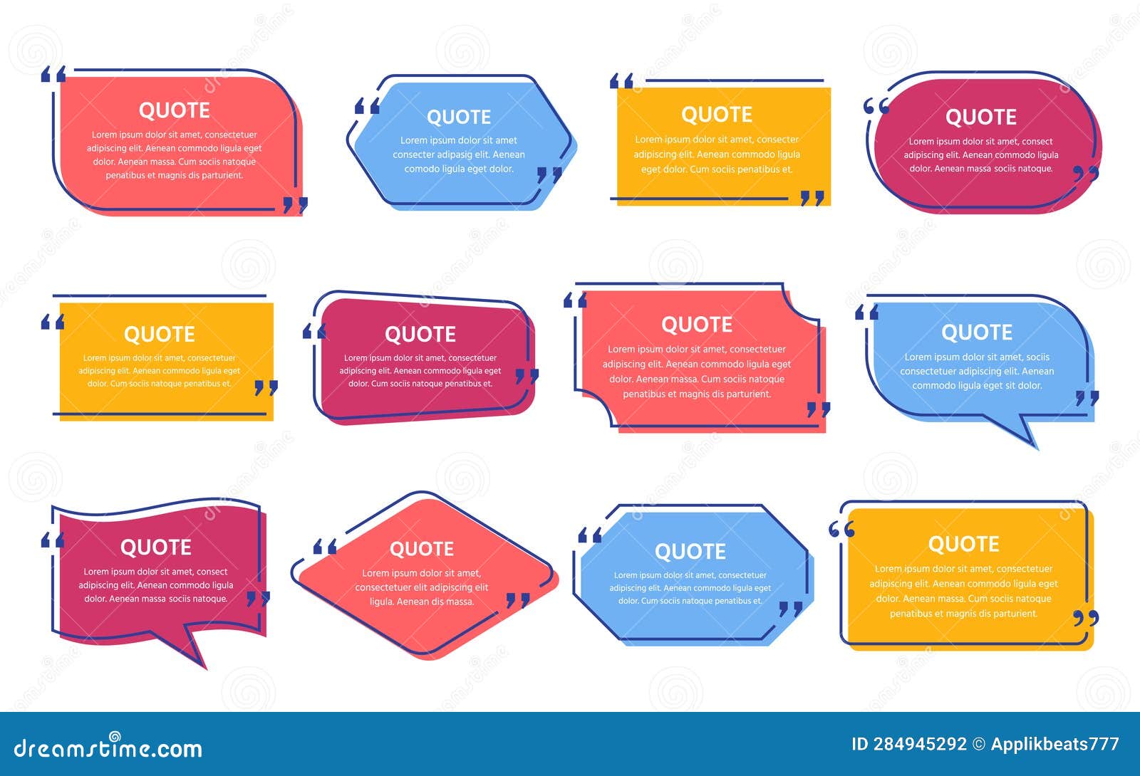 Quote Text Box. Template Frame Quotations. Vector Illustration. Speech ...