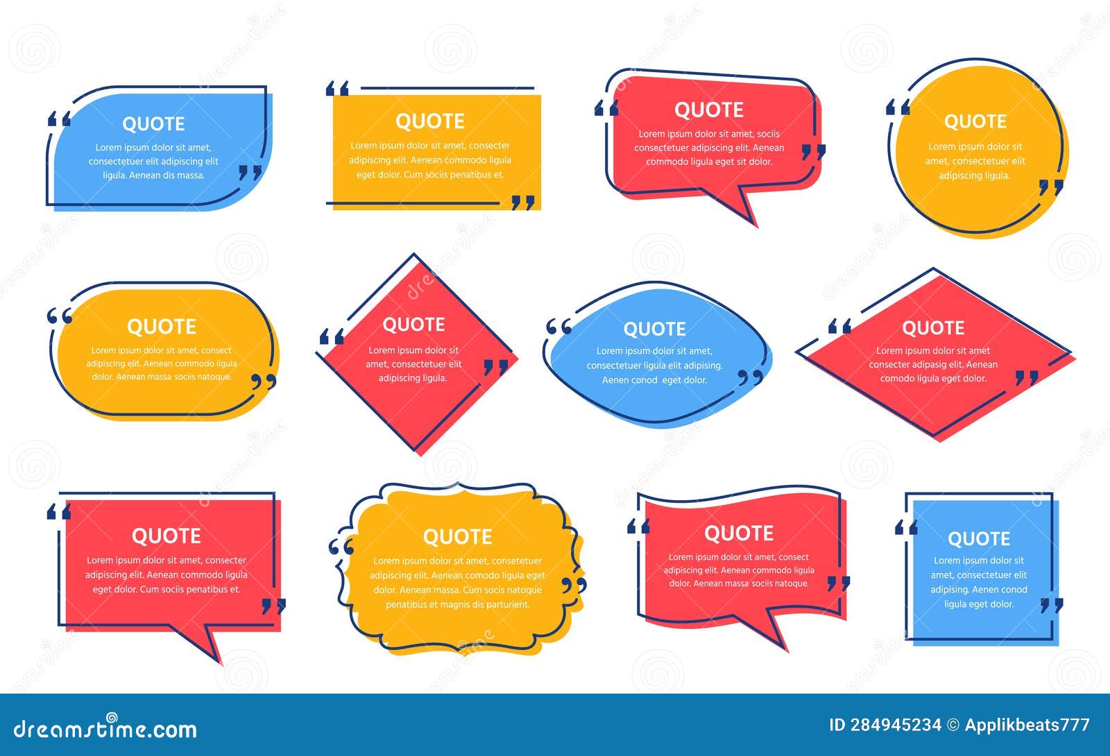 Quote Box Frame. Template Text Quotations, Speech Bubbles. Vector ...