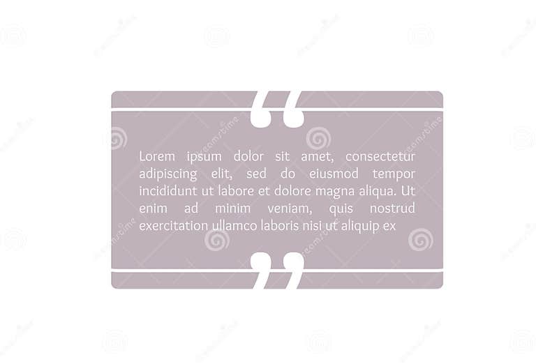Quote Text Box, Rectangle Bubble for Comment, Mark Design. Quotation ...