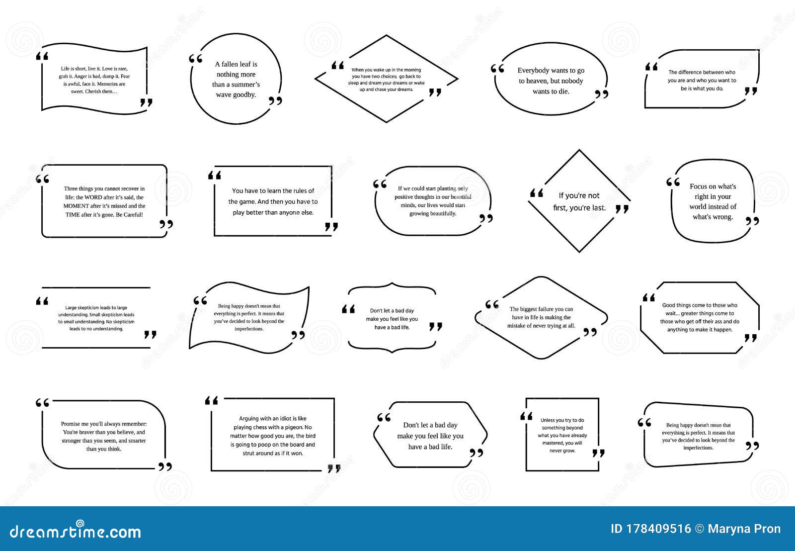 Quote Text Box. Vector Illustration. Template Quotation Frame in Simple ...
