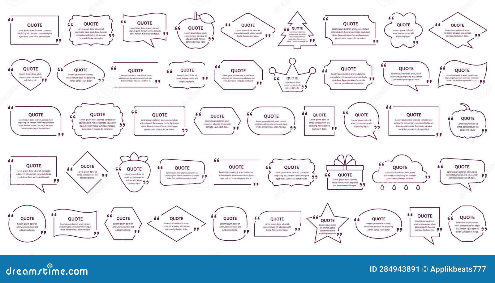 Quote Text Box. Vector Illustration. Template Quotation Frame in Simple ...