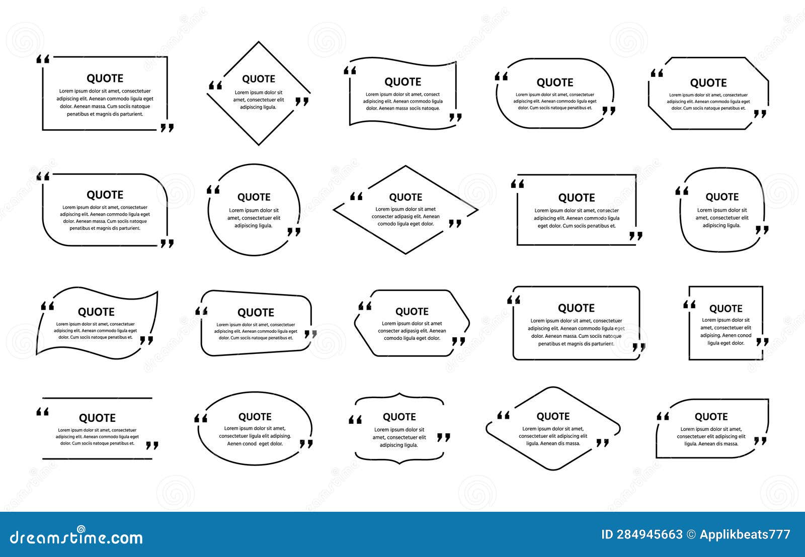Quote Text Box. Vector Illustration. Template Quotation Frame in Simple ...