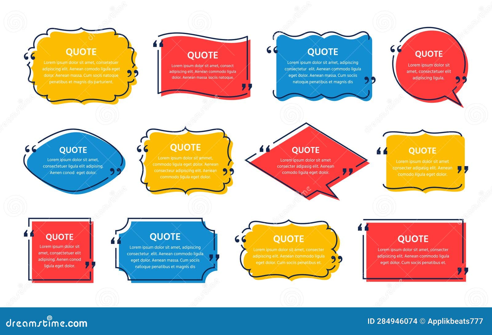 Quote Text Box. Template Frame Quotations. Vector Illustration. Speech ...