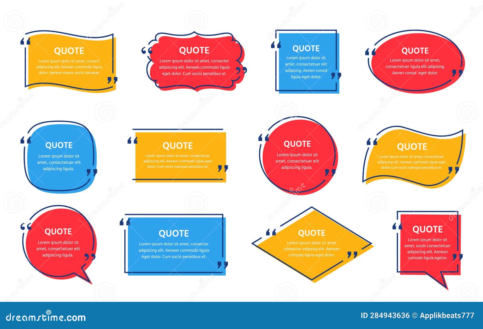 Quote Box Frame. Template Text Quotations, Speech Bubbles. Vector ...