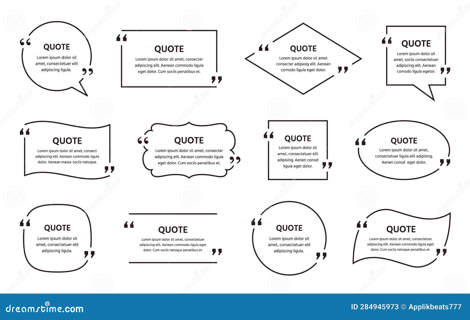 Quote Box Frame. Template Text Quotations, Speech Bubbles. Vector ...