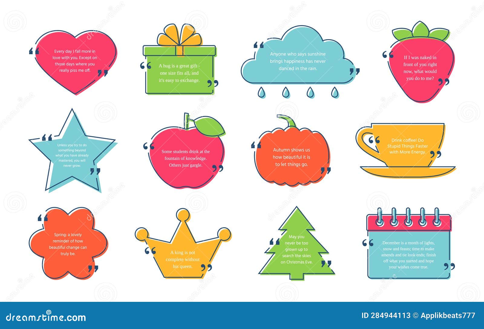 Quote Box Frame. Template Text Quotations. Vector Color Illustration ...