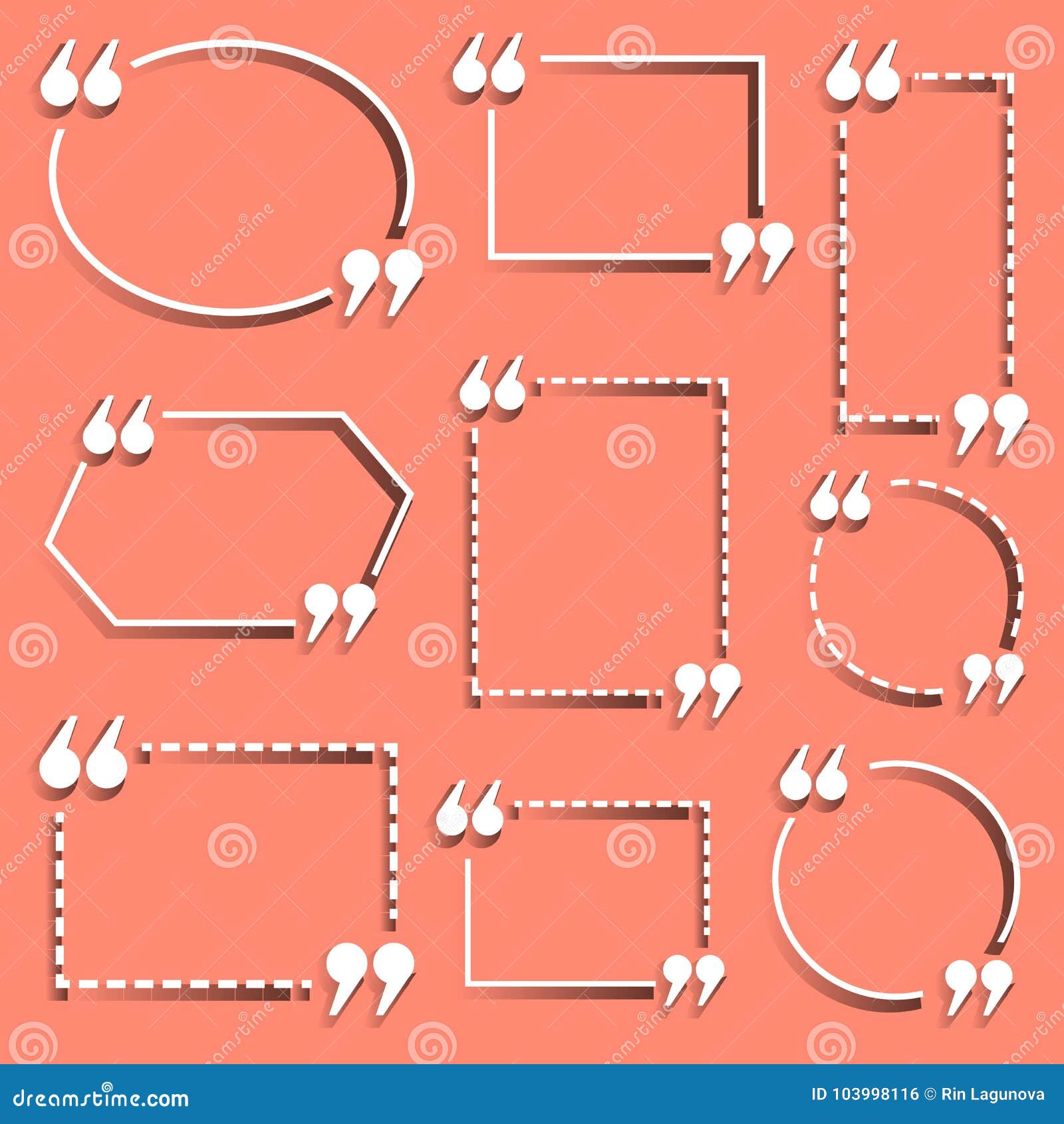 Quote Text Frame with Shadow. VECTOR Template. Set of Black Frames on ...