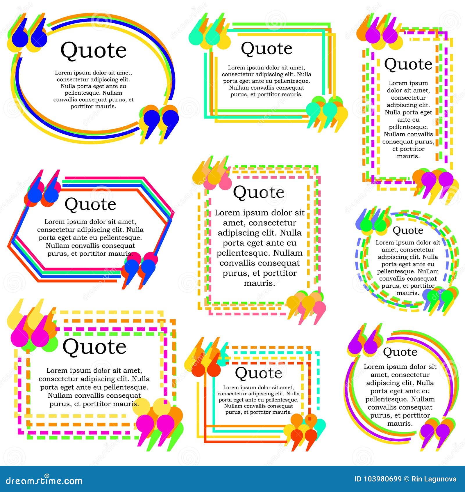 Quote Text Frame. VECTOR. Set of Multicolored Frames. Stock Vector ...