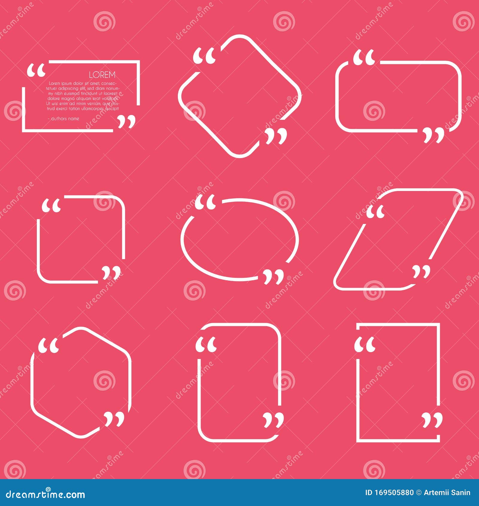 Quote Text Frames Vector Set, Colored and Outlined. Stock Vector ...